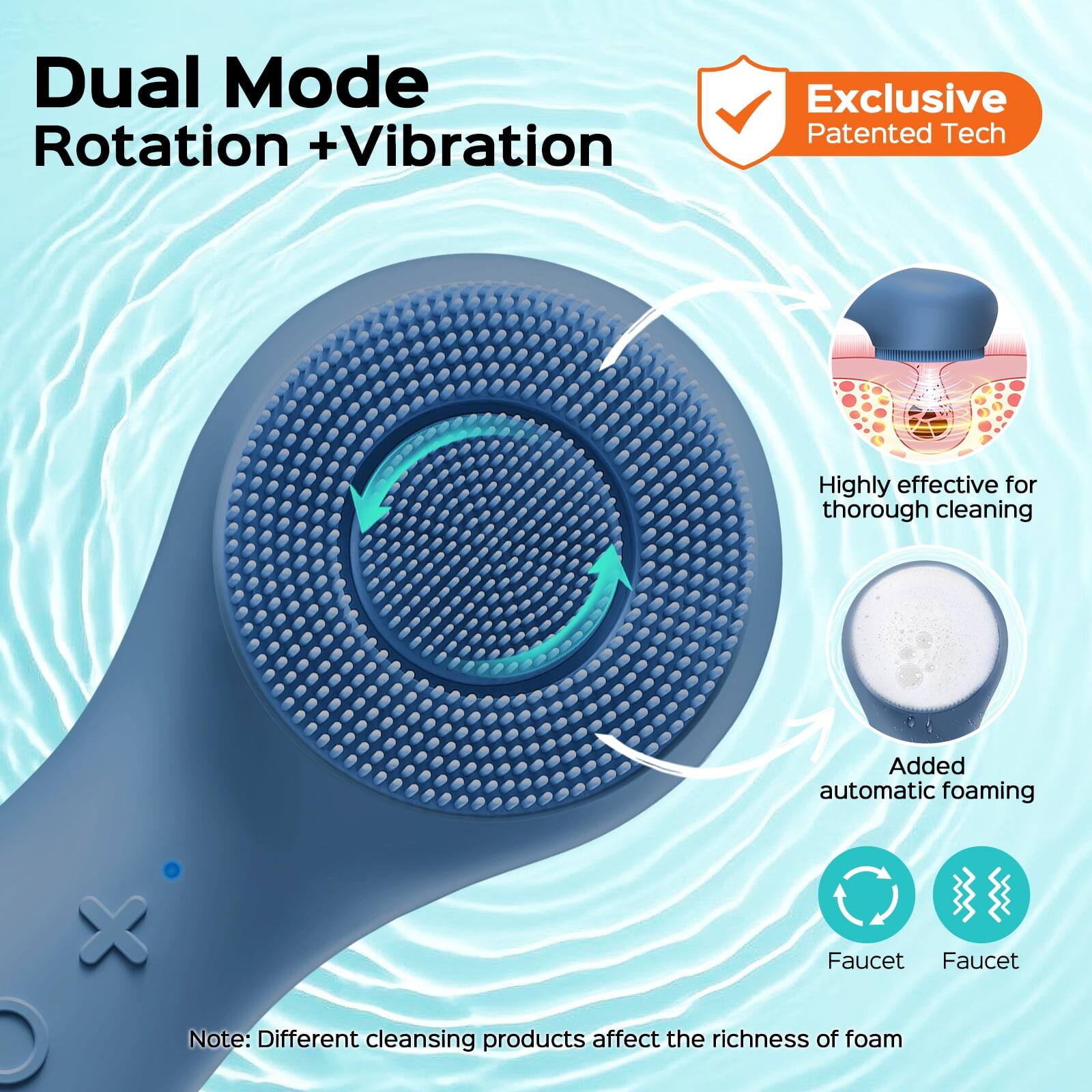 COSLUS 2 in 1 Silicone Face Scrubber, Spin+Vibration Patented, Auto ...