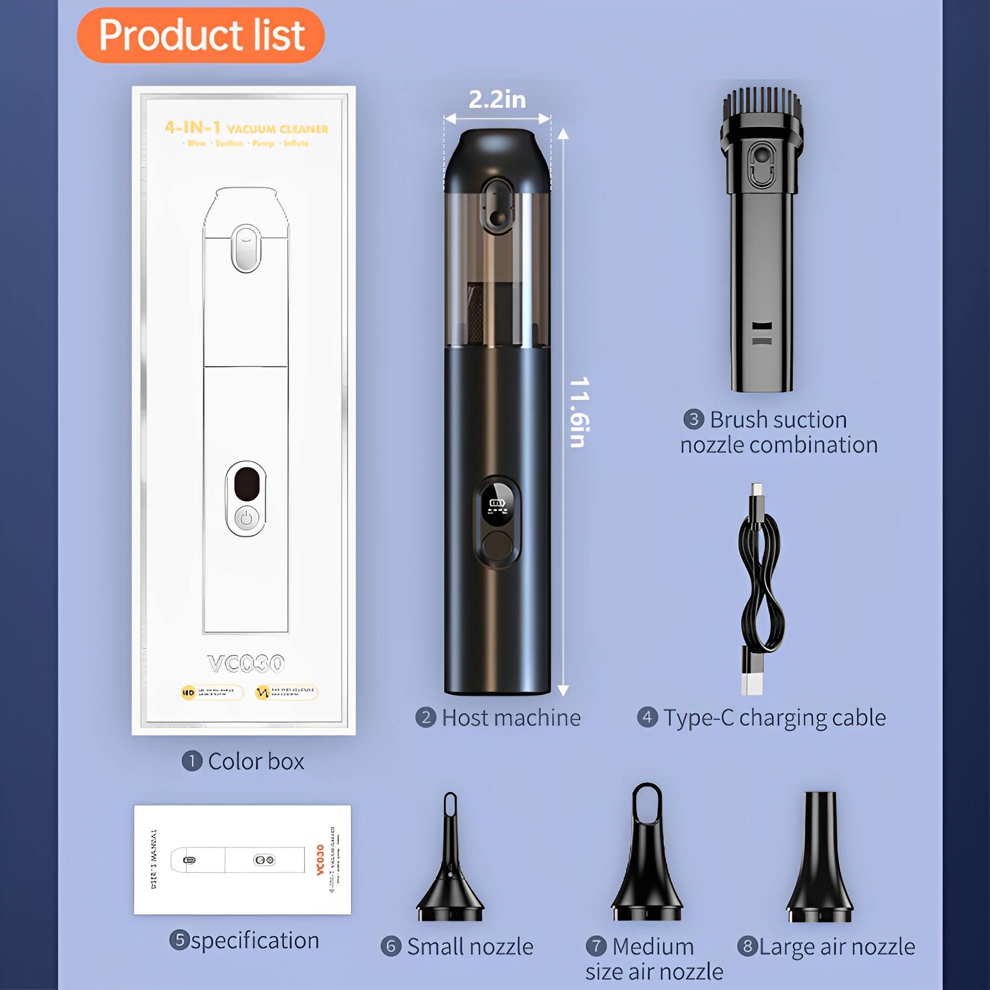 Sugift 14KPA 4 in 1 Mini Cordless Vacuum Cleaner Portable AI Handheld ...