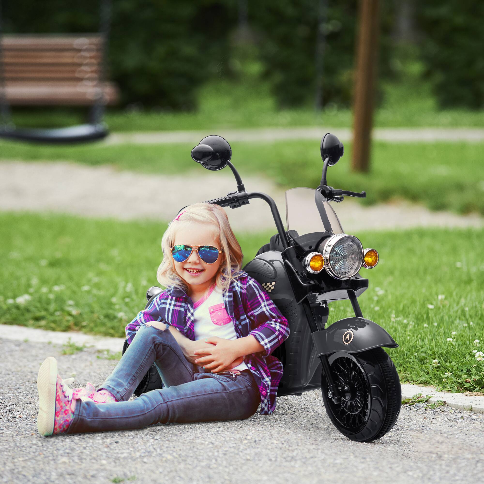 Ecooso 6V Kids Electric Motorcycle Ride On with 3 Wheels, Headlights ...