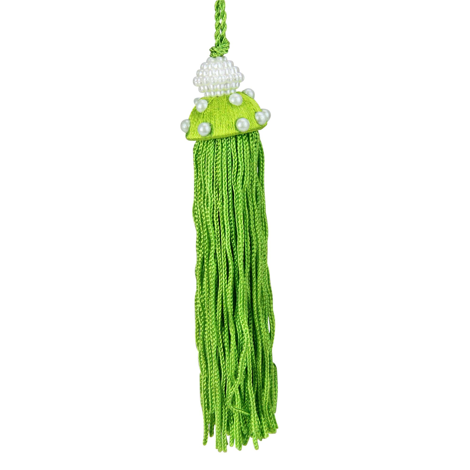 Kurt Adler 4.25" Tassel with Faux Pearls Christmas Ornament Green ...