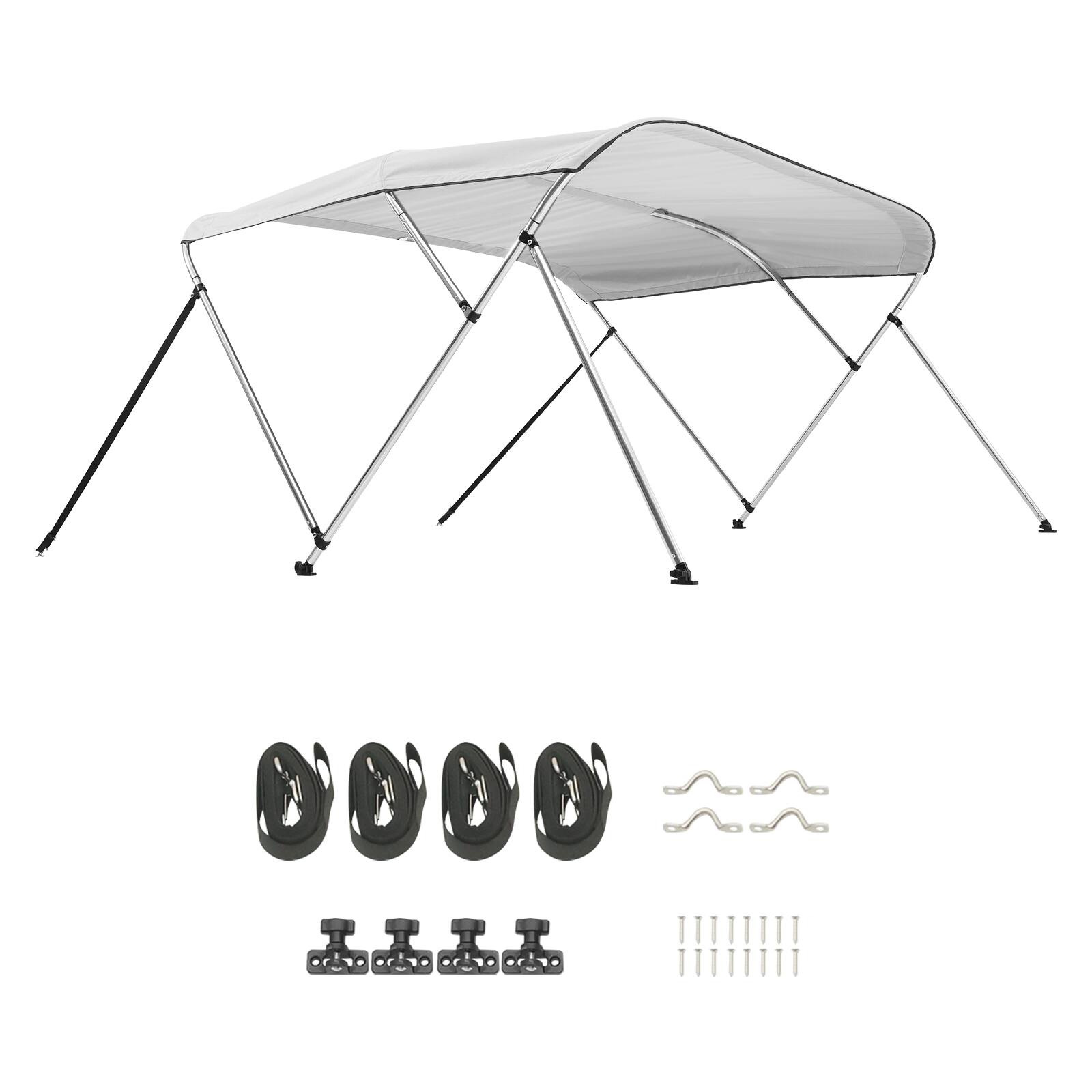 VEVOR 3 Bow Boat Bimini Tops, 600D Polyester Canopy with Aluminum Alloy ...