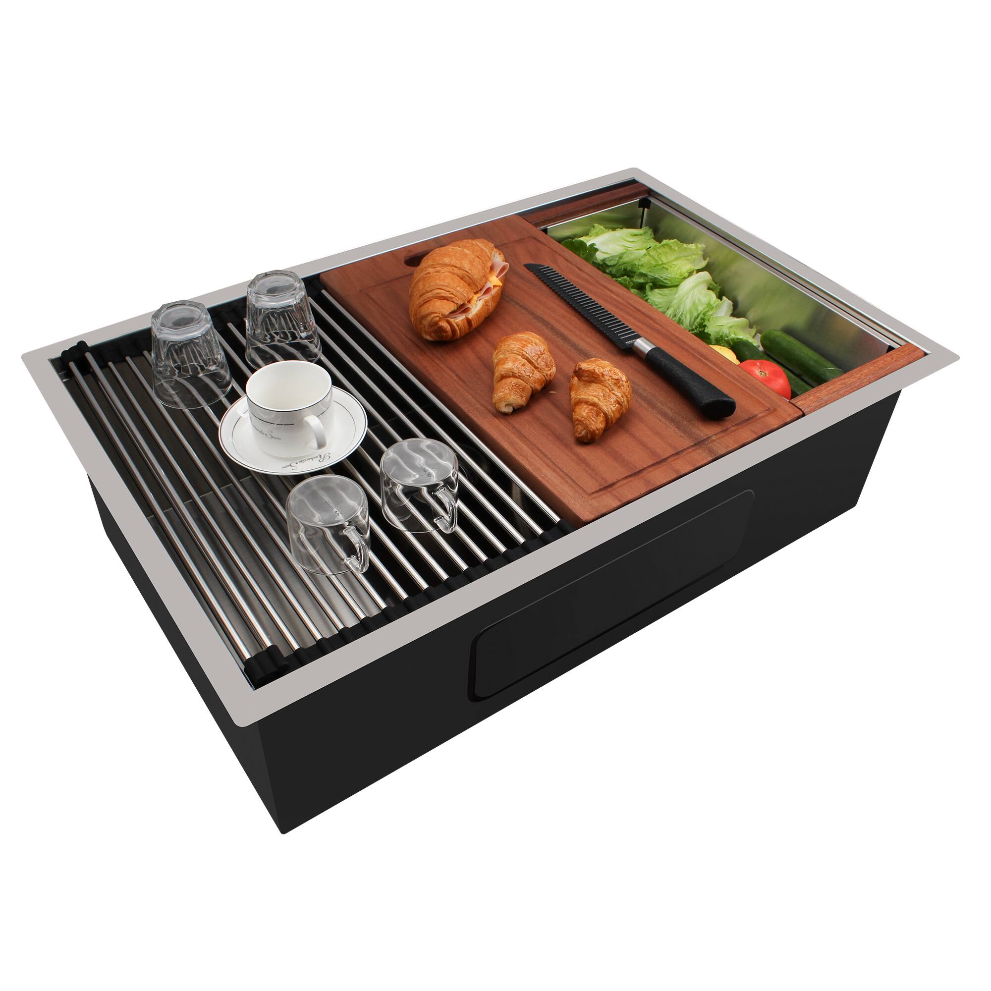 APRILSOUL 30 Inch Workstation Ledge Kitchen Sink Undermount 304 ...