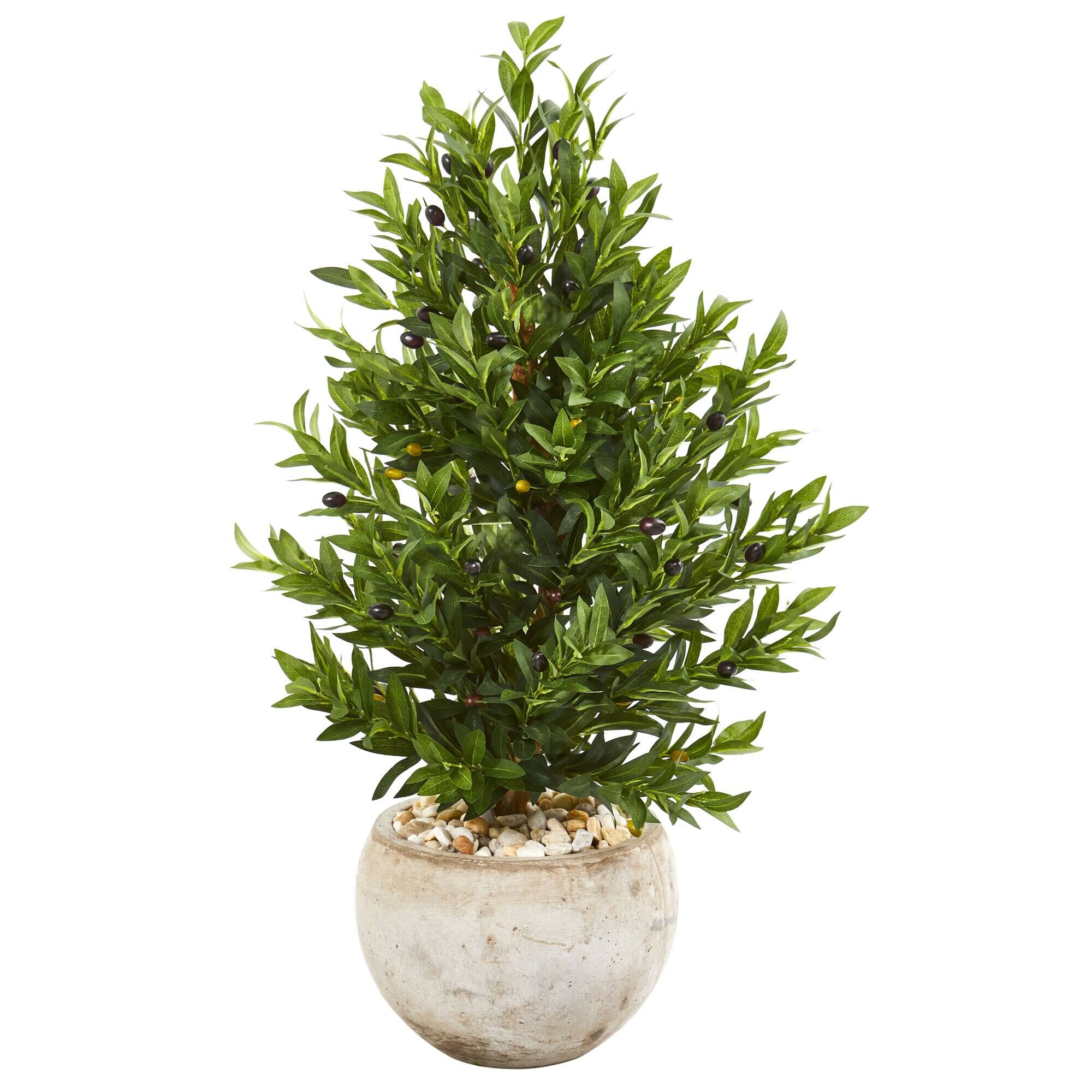 BreeBe 3' Olive Cone Artificial Tree in Planter UV (Indoor/Outdoor ...