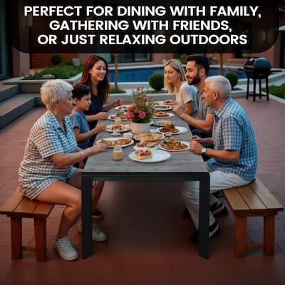 Crestlive Products Large Patio Plastic Wood Top Aluminum Frame Outdoor ...