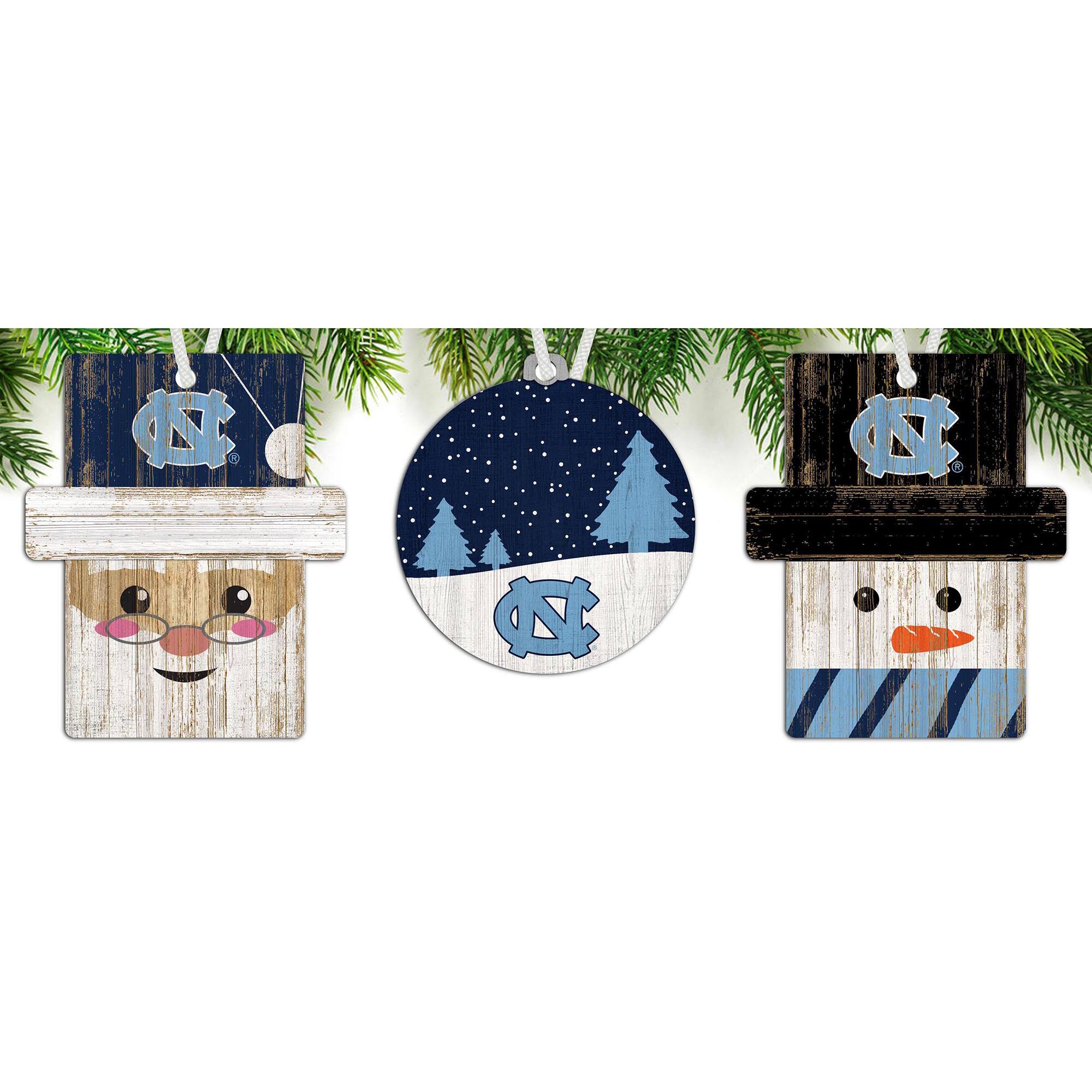 Fan Creations North Carolina Tar Heels 3 Pack Ornament Set Multicolor ...