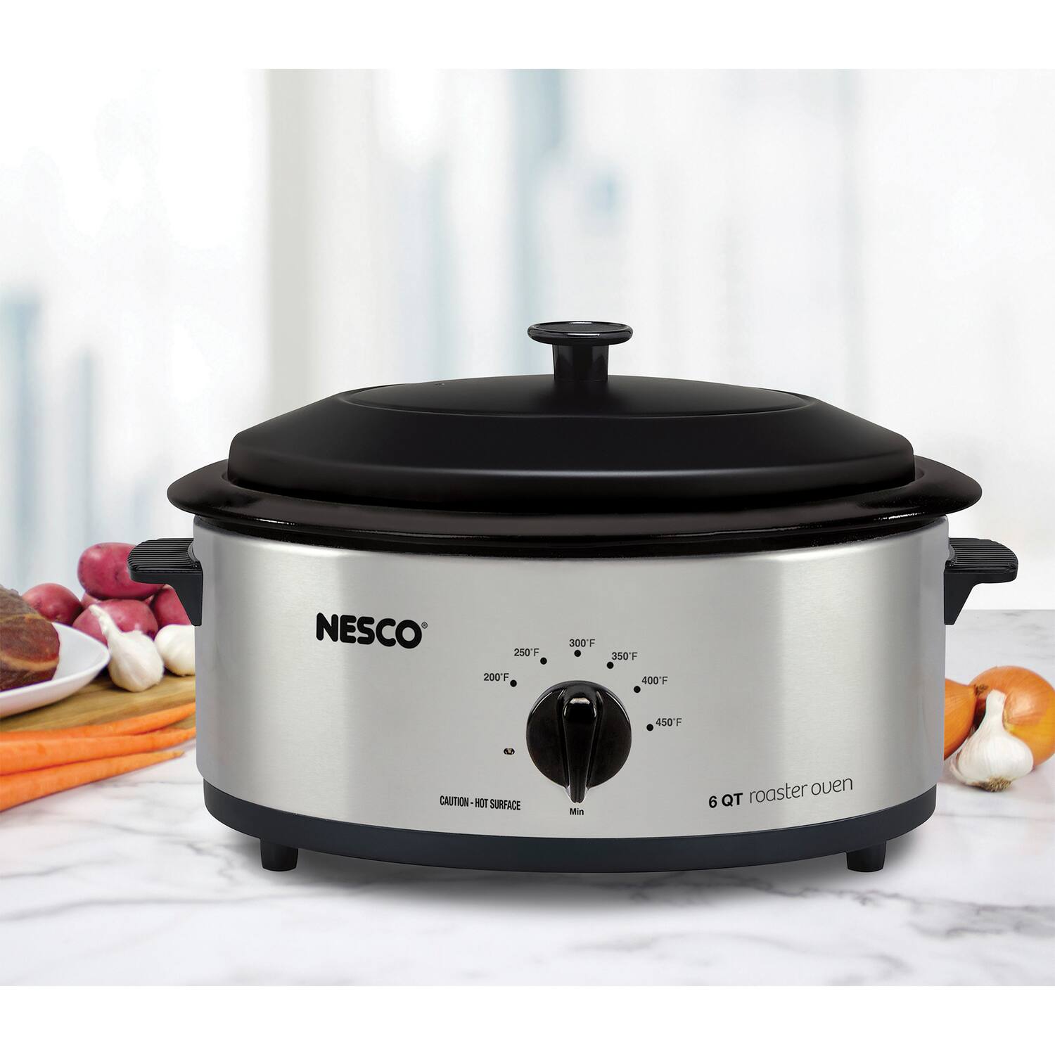 Nesco 4816 25 6 qt. 750 watt Roaster With Porcelain Cookwell Silver 4816-25 - Best Buy