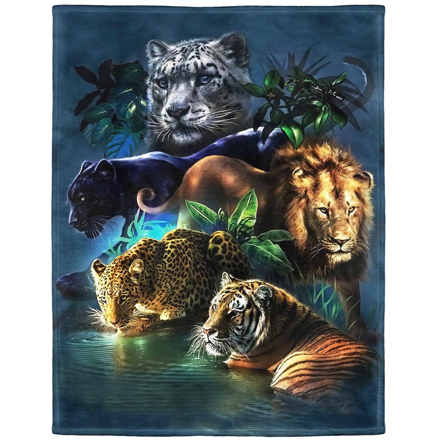 Refined Abode Design x80 Jungle Animals Blanket Soft Cozy Fleece Throw ...