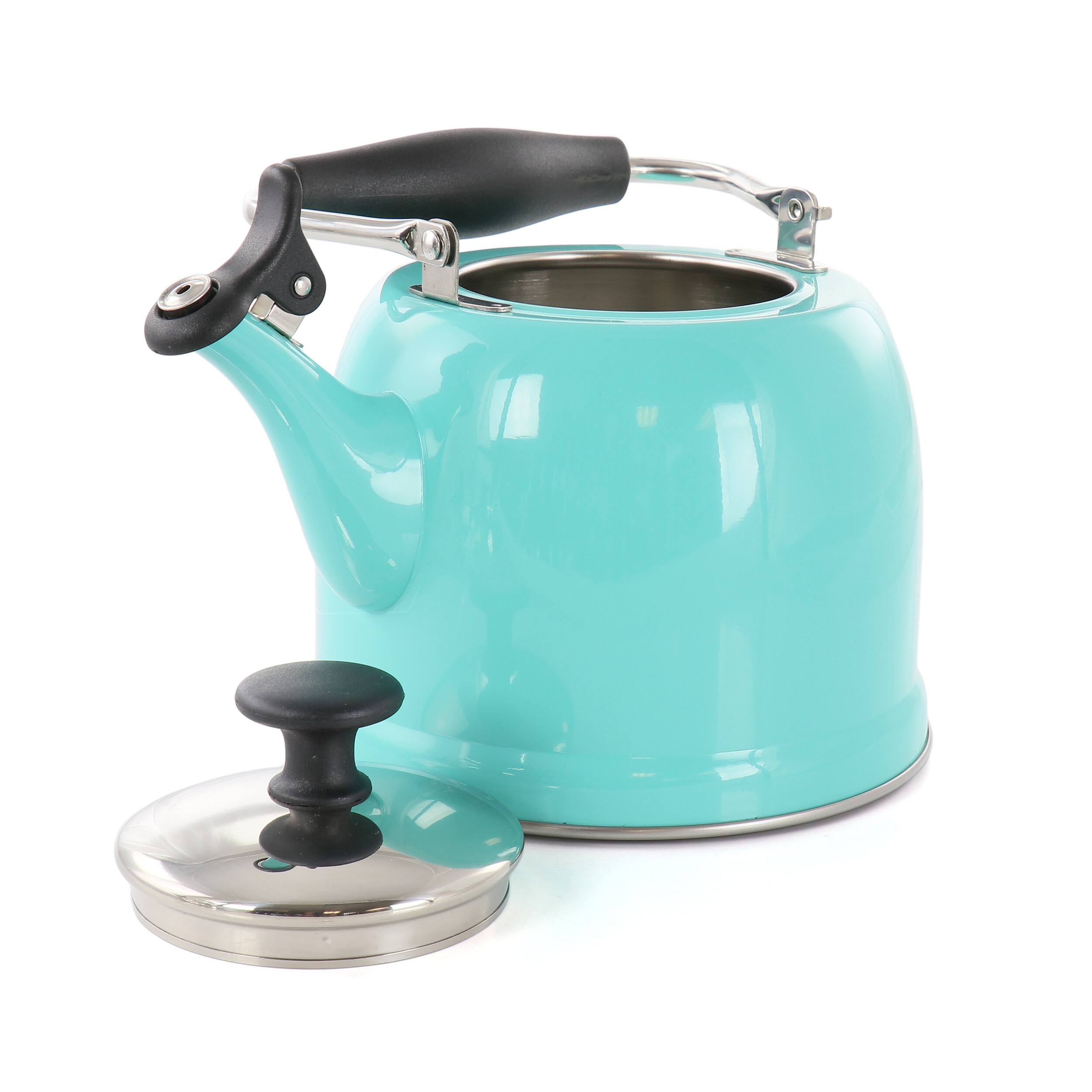 Martha Stewart Everyday Lily Pond 2.2 Quart Stainless Steel Tea Kettle ...