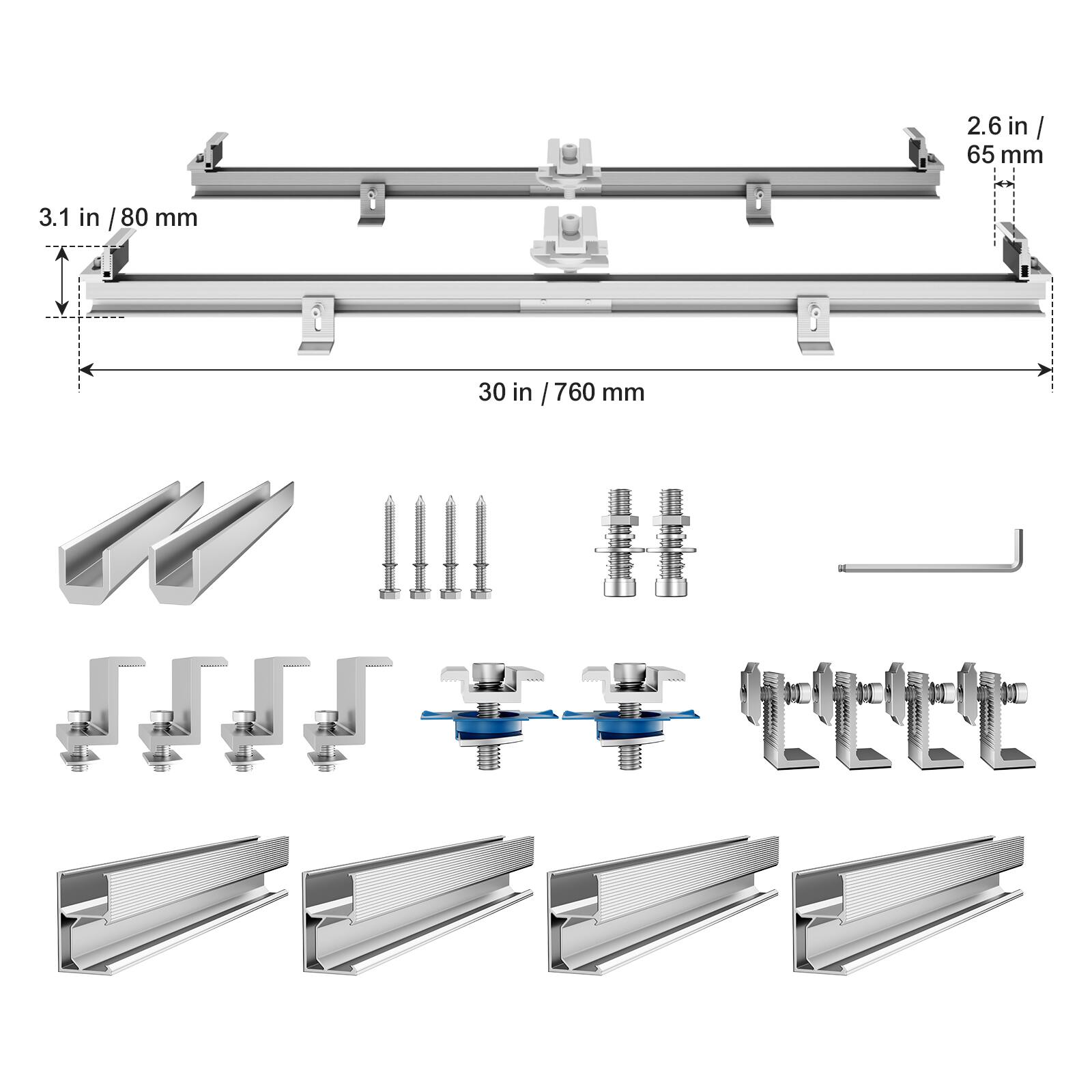 VEVOR Solar Panel Mounting Brackets, Solar Panel Mount Kit with 4 x 30 ...