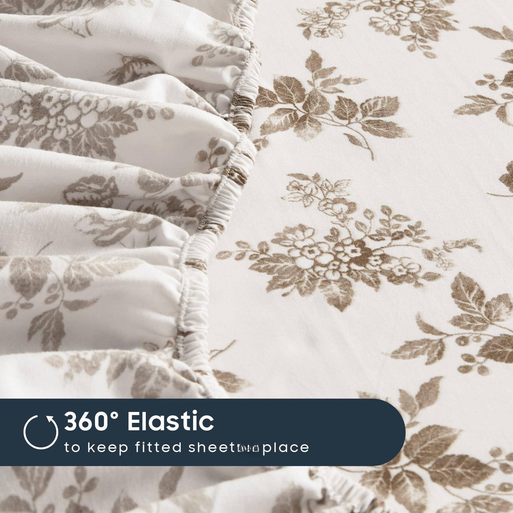 Fabibe Shabby Chic Bed Sheets 4 piece Sheet Set Floral Botanical ...