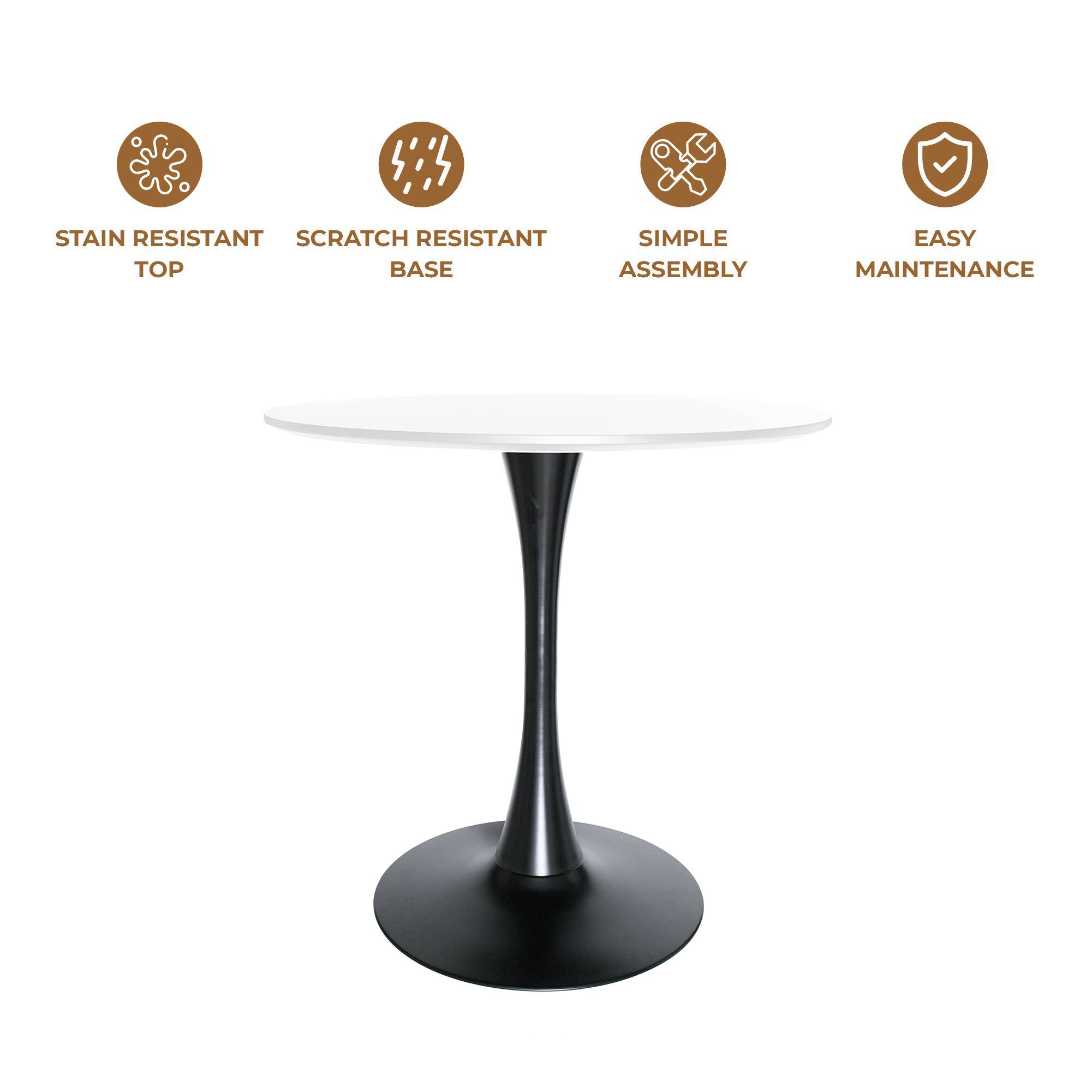 LeisureMod Bristol 27" Round MDF/Sintered Stone Dining Table Modern ...