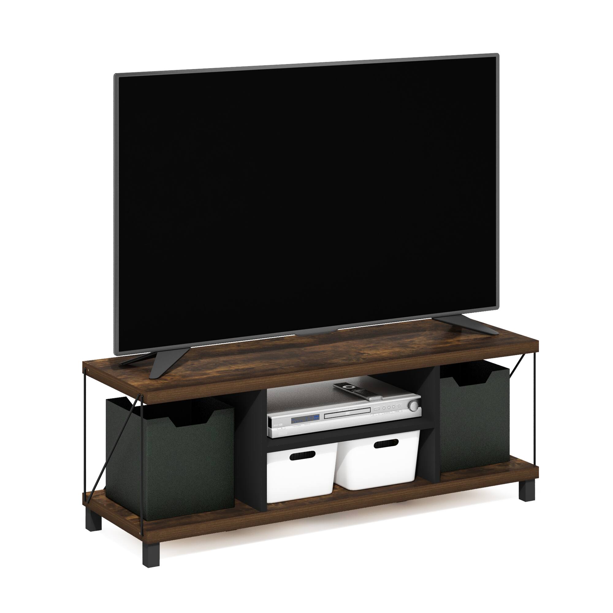 Furinno Besi No Tools Assembly Industrial Style TV Stand, Entertainment ...