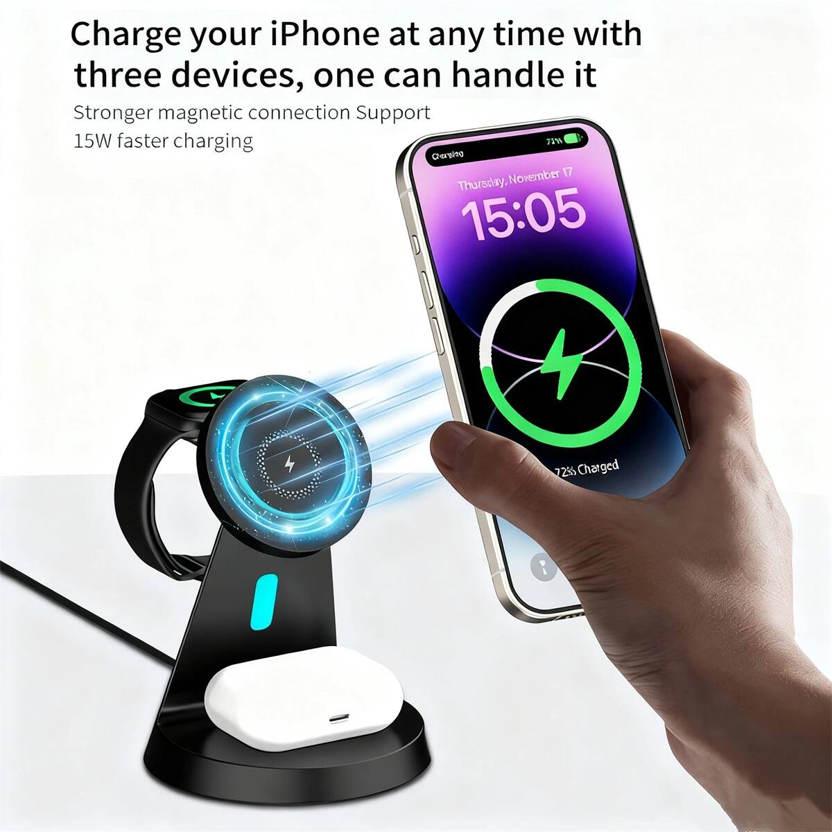 RISOKEYS Magnetic Wireless Charger Power Adapter for Phone, Watch and ...