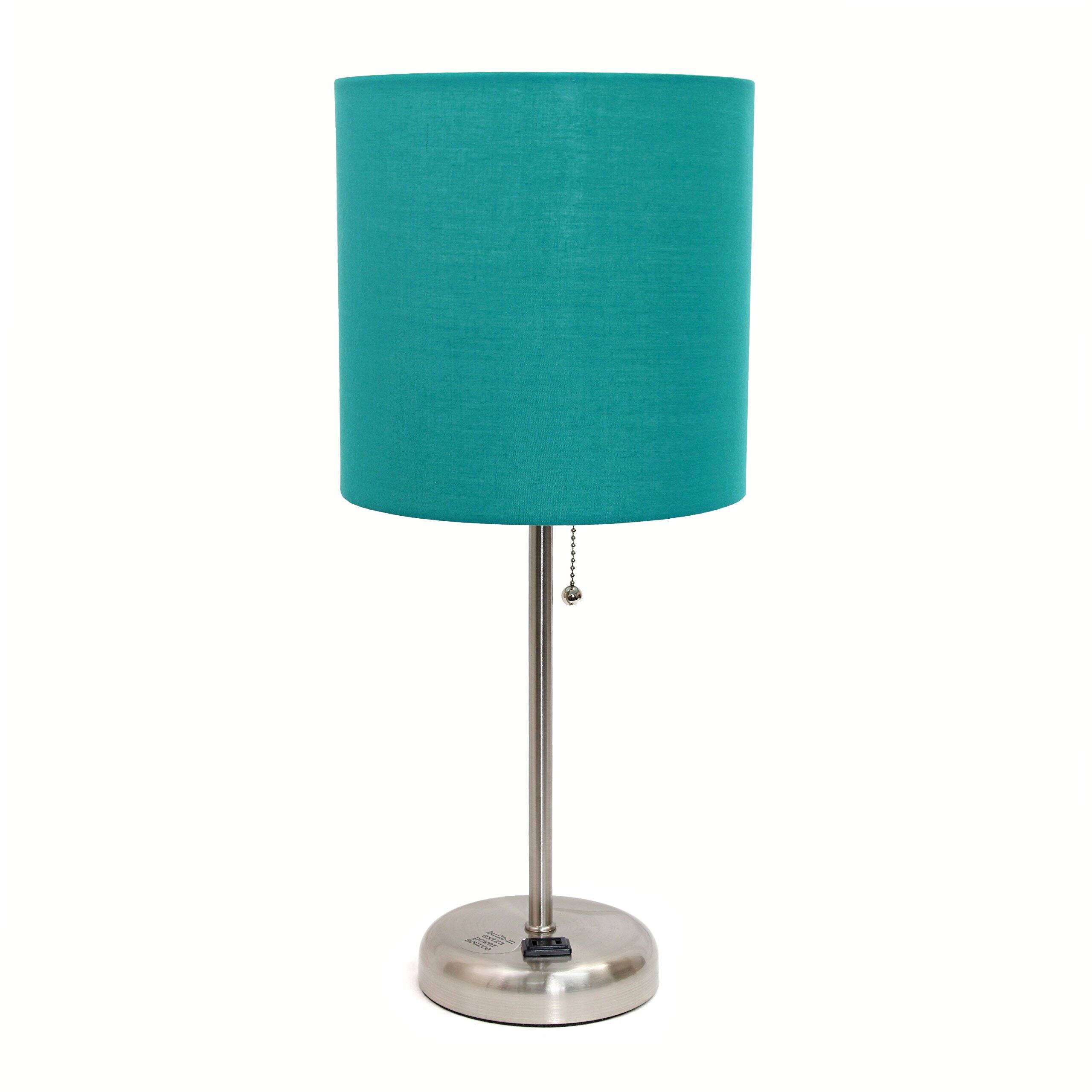 TECH SAFARI Brushed Steel Stick Table Desk Lamp With Charging Outlet ...