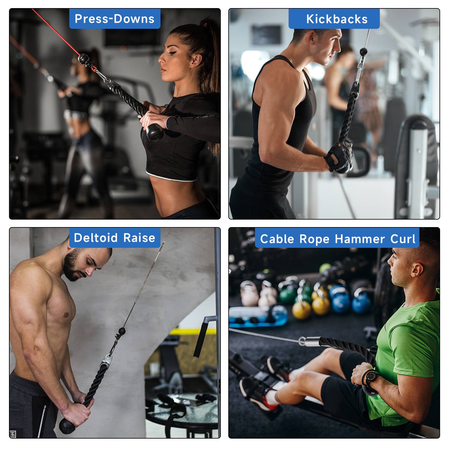 GSE Games & Sports Expert Tricep Rope, Heavy Duty Tricep Pull Down ...