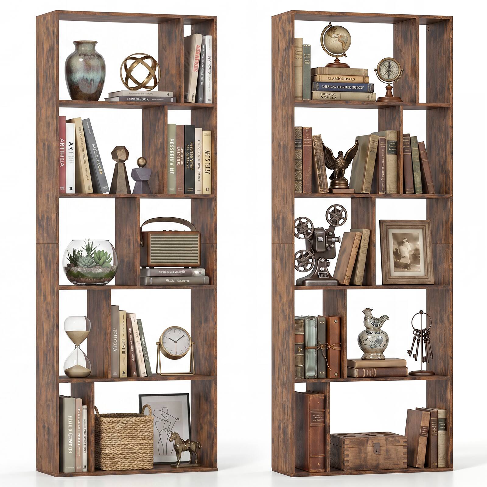 Costway 2 PCS 5 Tier Bookshelf with Open Back, Display Storage Shelf ...
