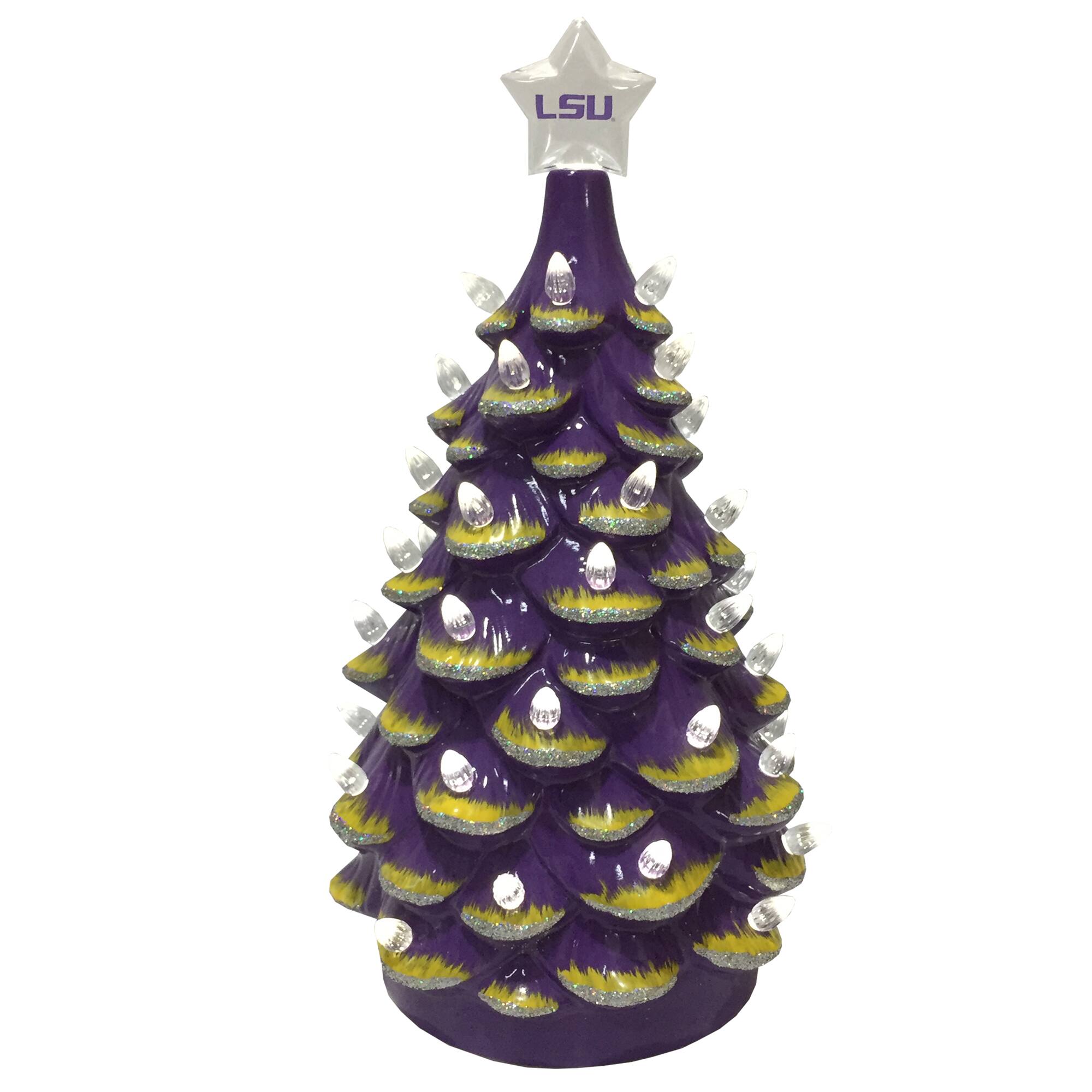 Santa's Workshop /Gold LSU Tigers 14'' Ceramic Tree Purple 4067677 ...
