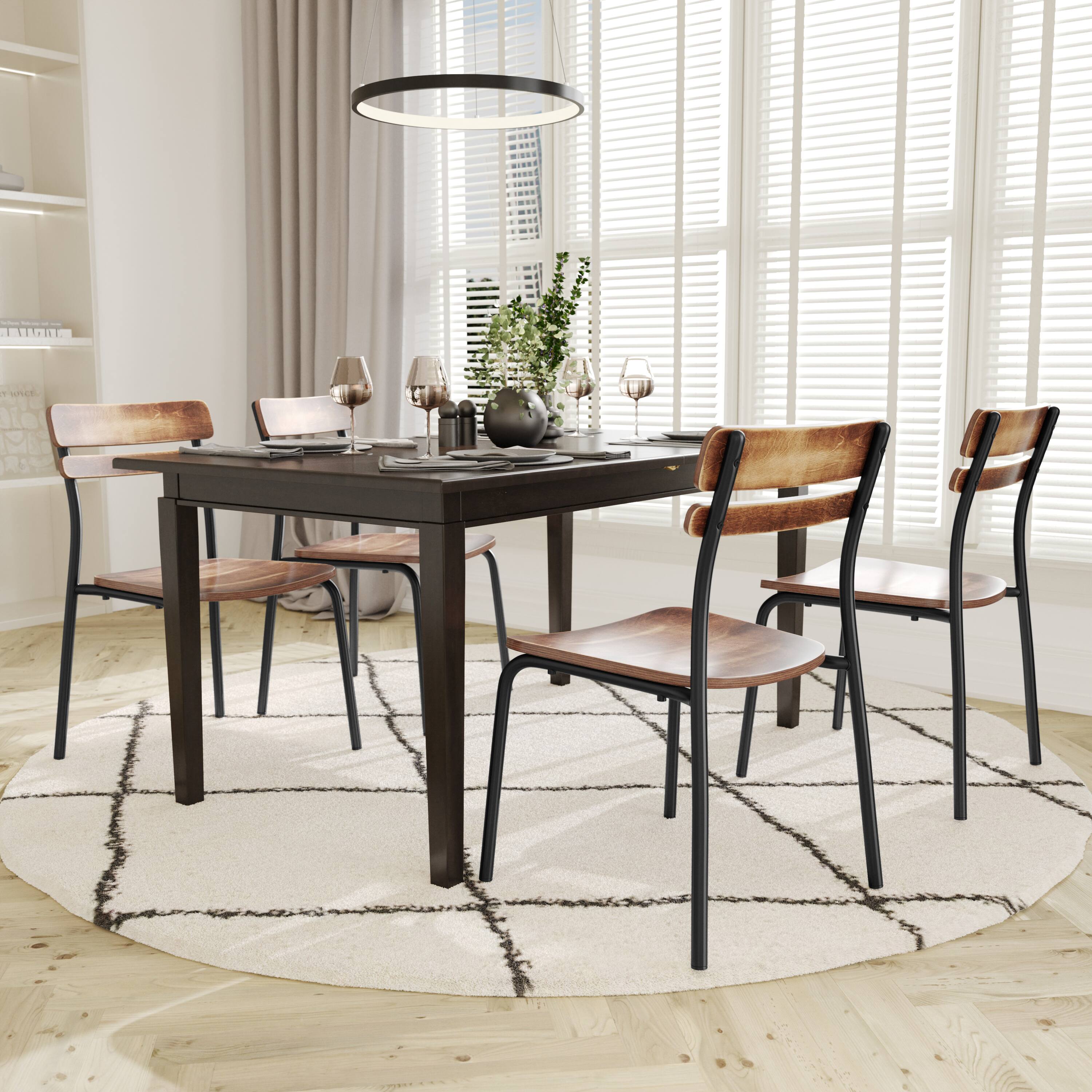 Emma + Oliver Blanchard Dining Chair with Metal Frame and Solid Wood ...