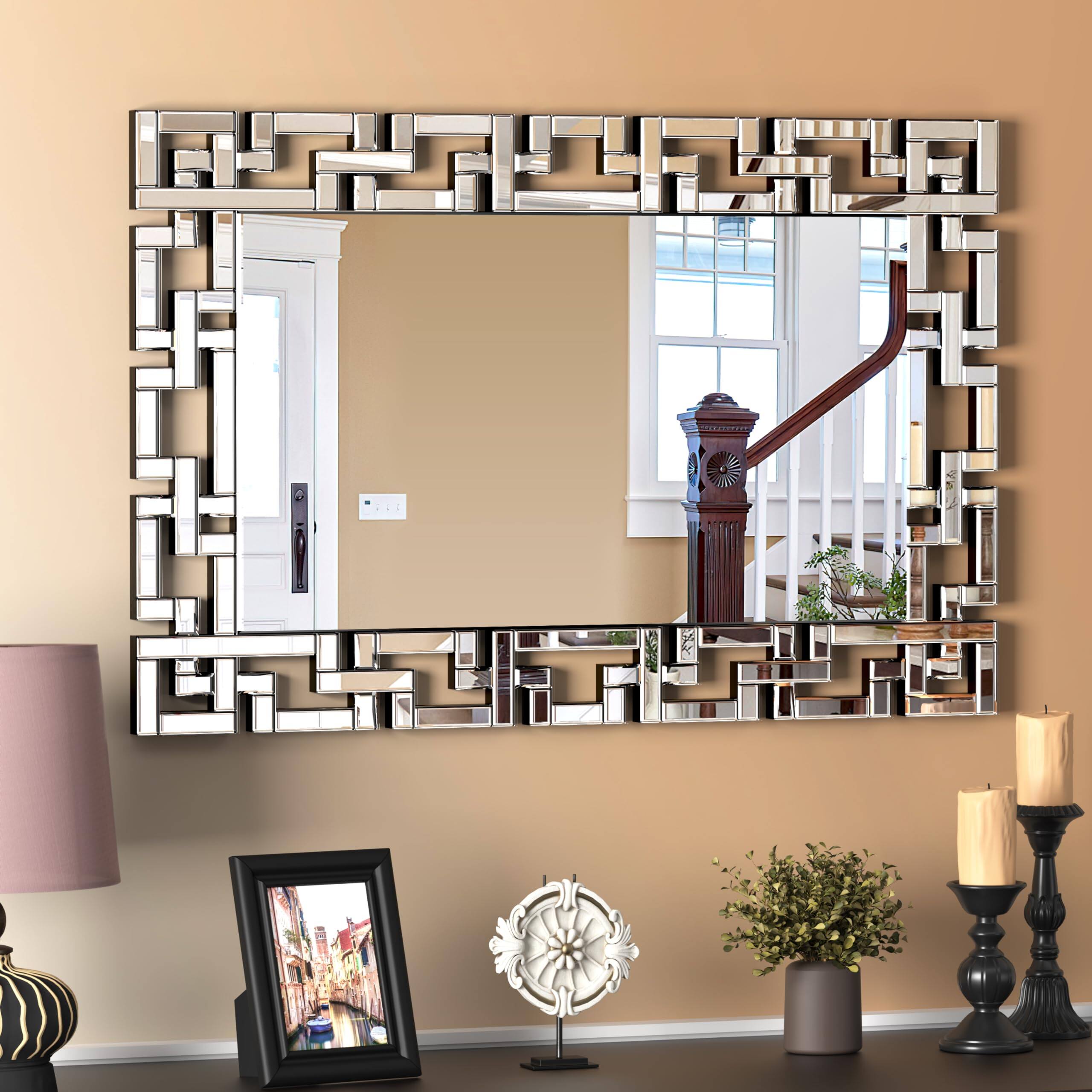 TECH SAFARI Wall Mirror Decortive Frameless Beveled For Bathroom ...