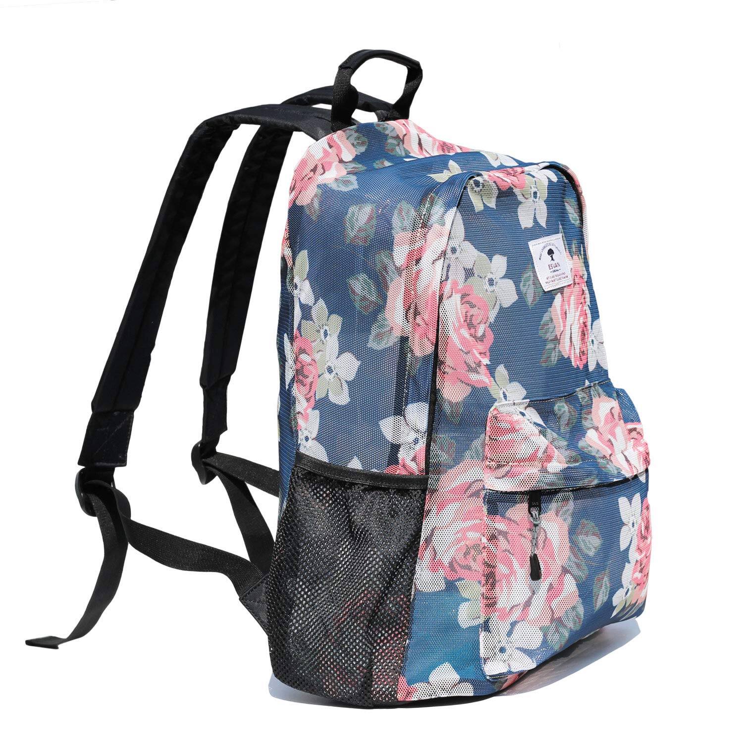 Cozy Serene Print Mesh Backpack Semi transparent Sackpack See Through ...