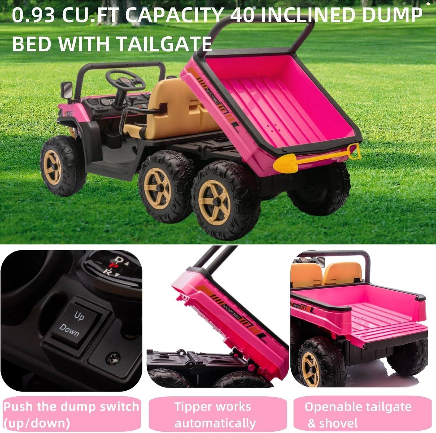 Jojoka 24V Kids UTV Ride On Dump Truck, Remote Control, 4 Motors, LED ...