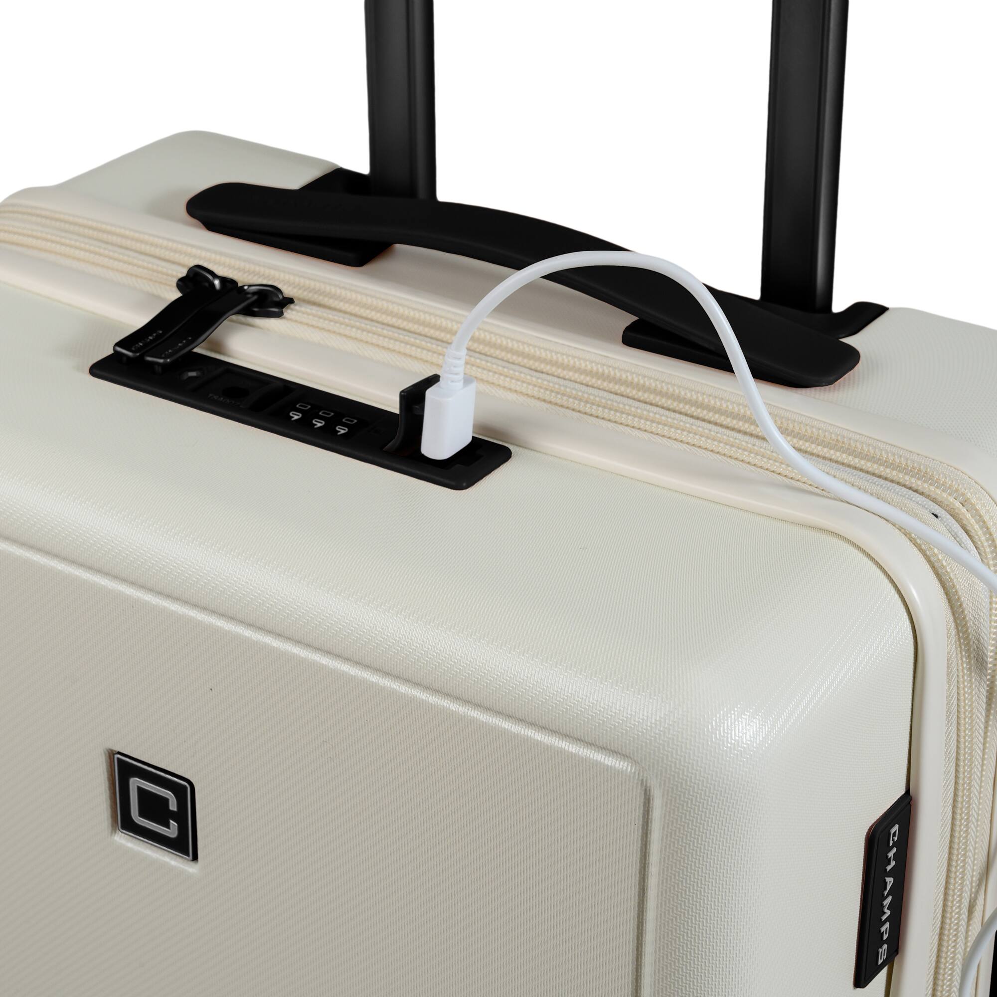 Champs Vintage Muse collection 3 piece Hardside Luggage set IvoryBlack ...