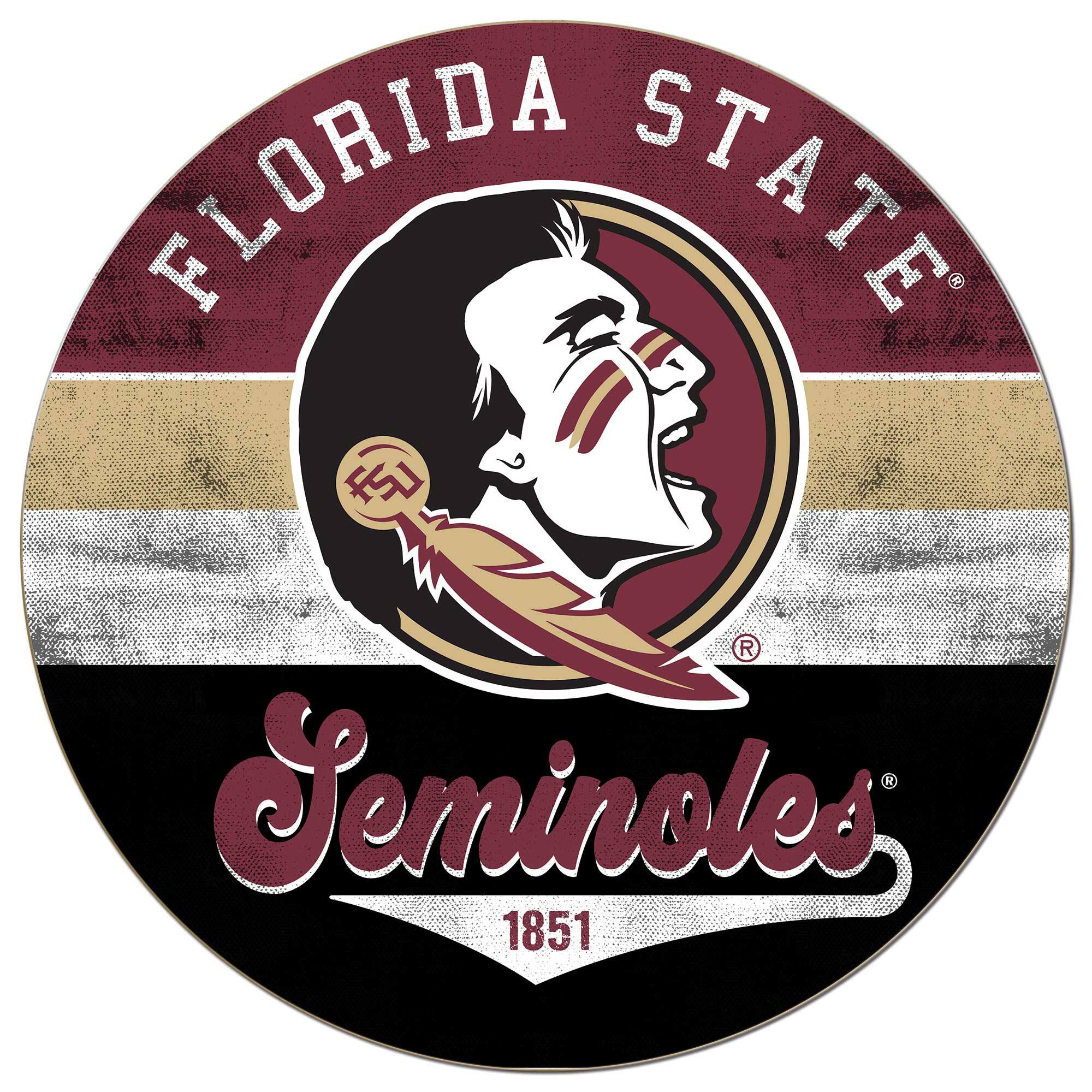 Jardine Florida State Seminoles 20'' x 20'' Retro Logo Circle Sign ...