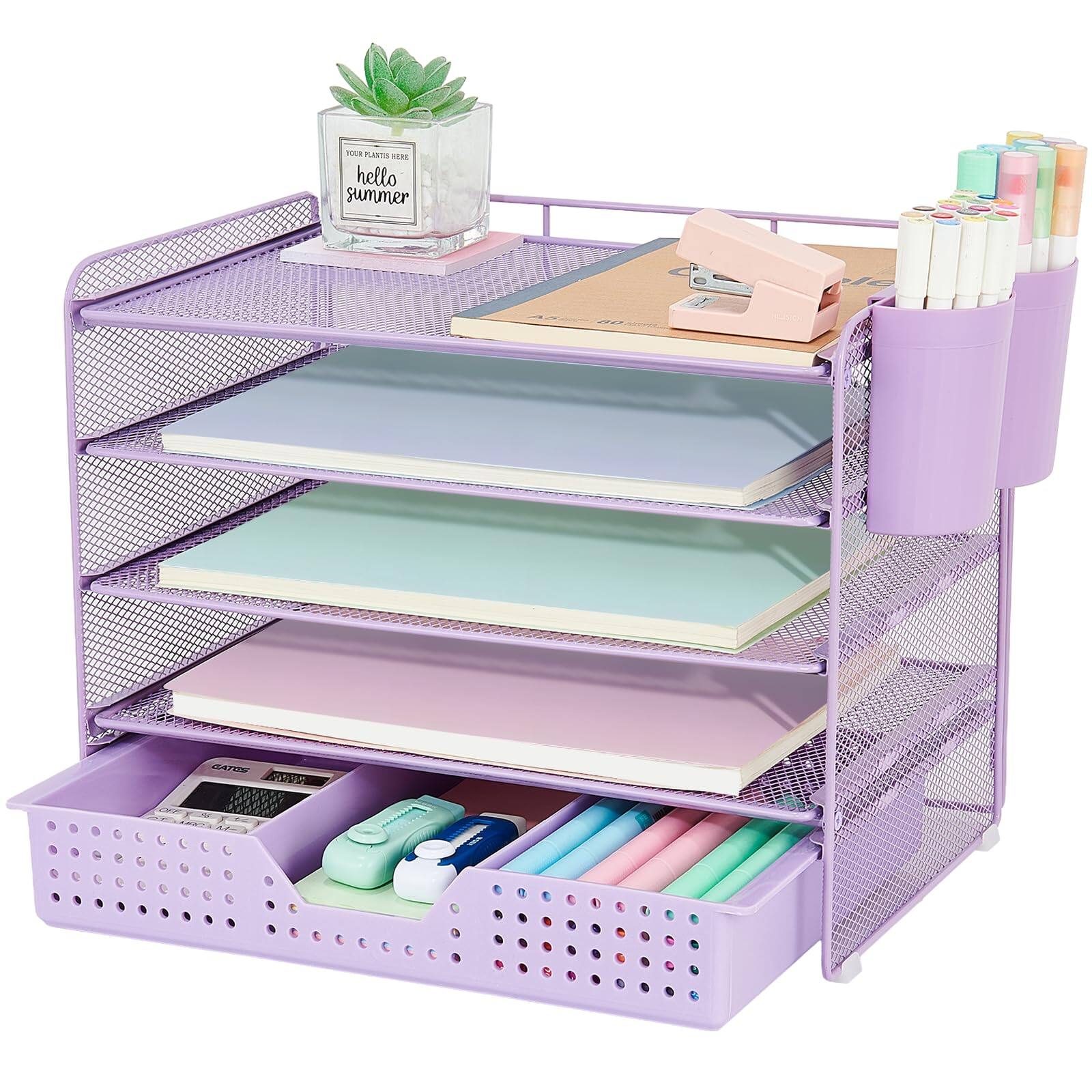 Paradigms Interiors 5 tier Paper Organizer Letter Tray With Drawer & 2 ...