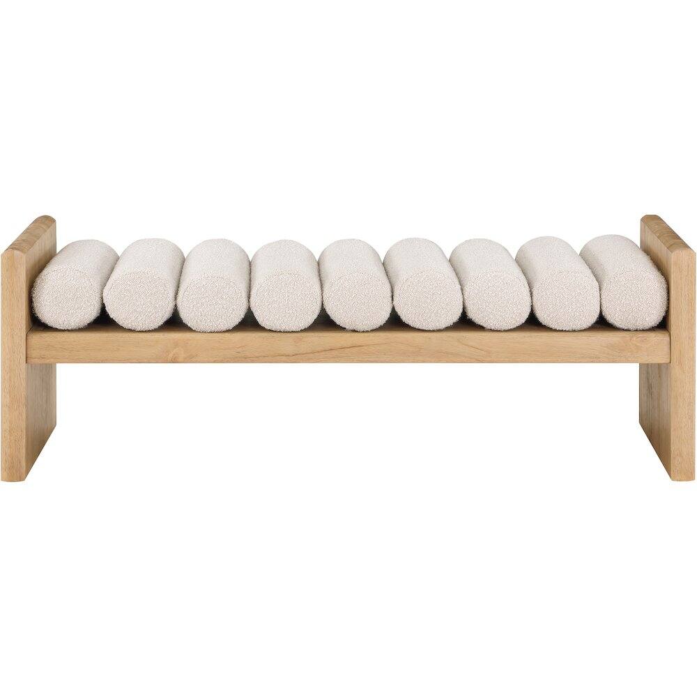 Meridian Furniture Waverly Cream Boucle Fabric Bench Beige 179Cream ...