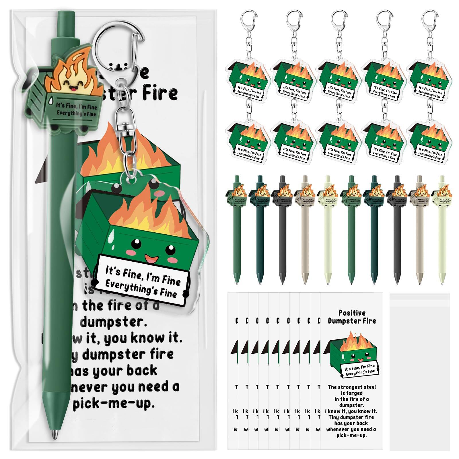Paradigms Interiors Dumpster Fire Pen Gifts For Coworker Positive Funny ...