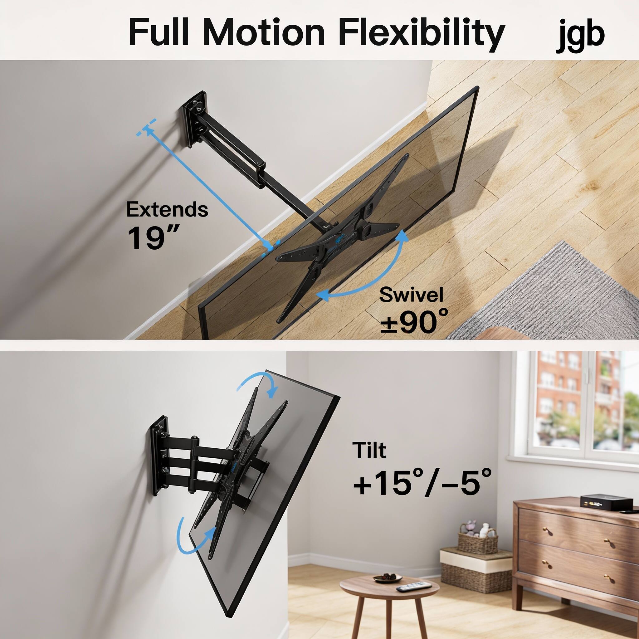 Frangdom Full Motion TV Wall Mount 26 60" Swivel Tilt 400x400 77lbs ...