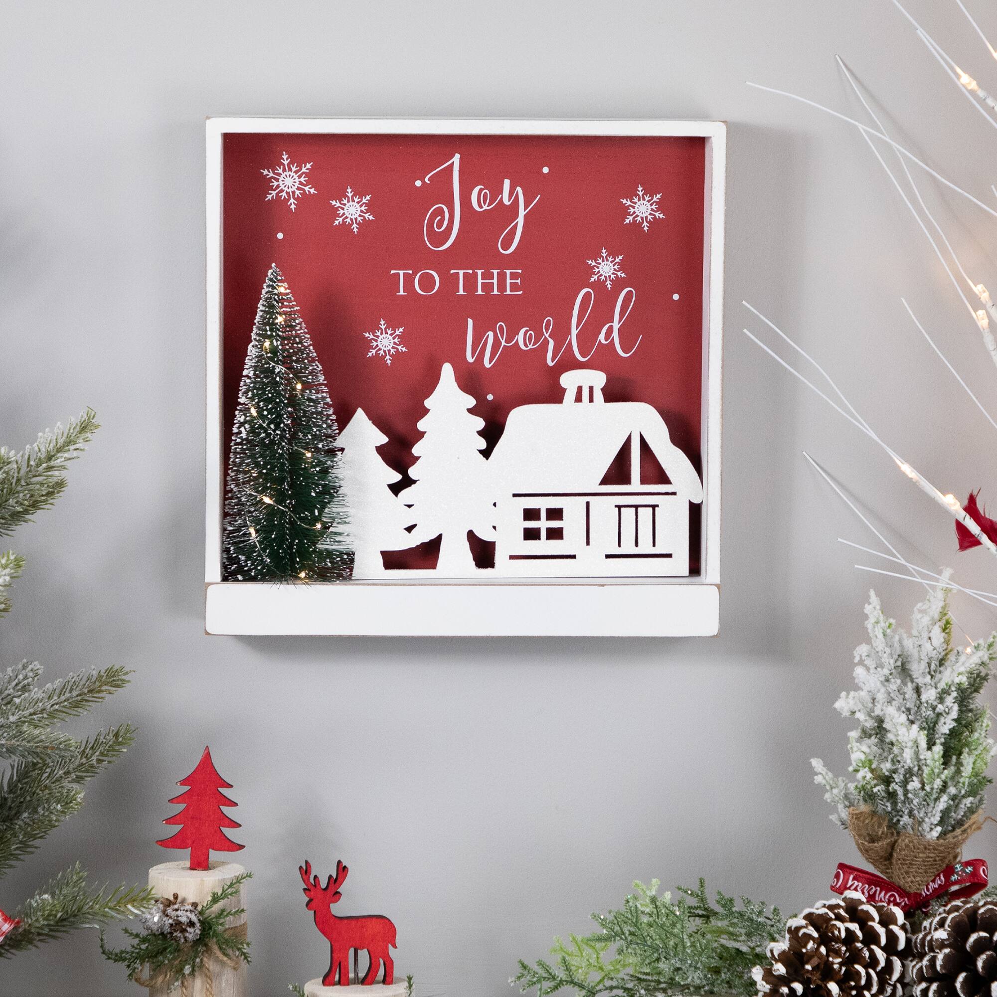 Northlight 11.75" Lighted Joy To The World Wooden Christmas Wall ...