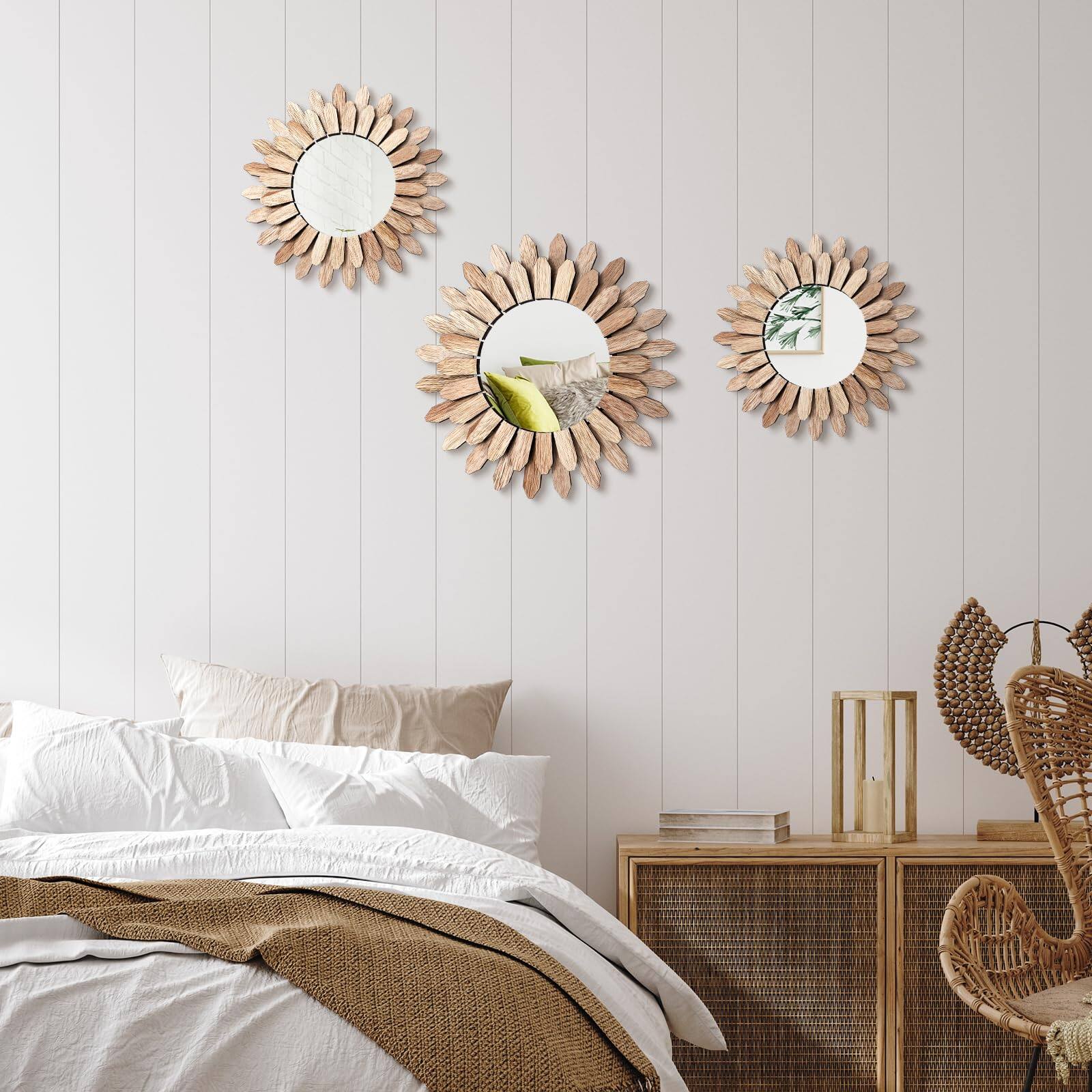 Cedar Assembly Mirrors For Wall Decor Circle Flowers Decorative Hanging ...