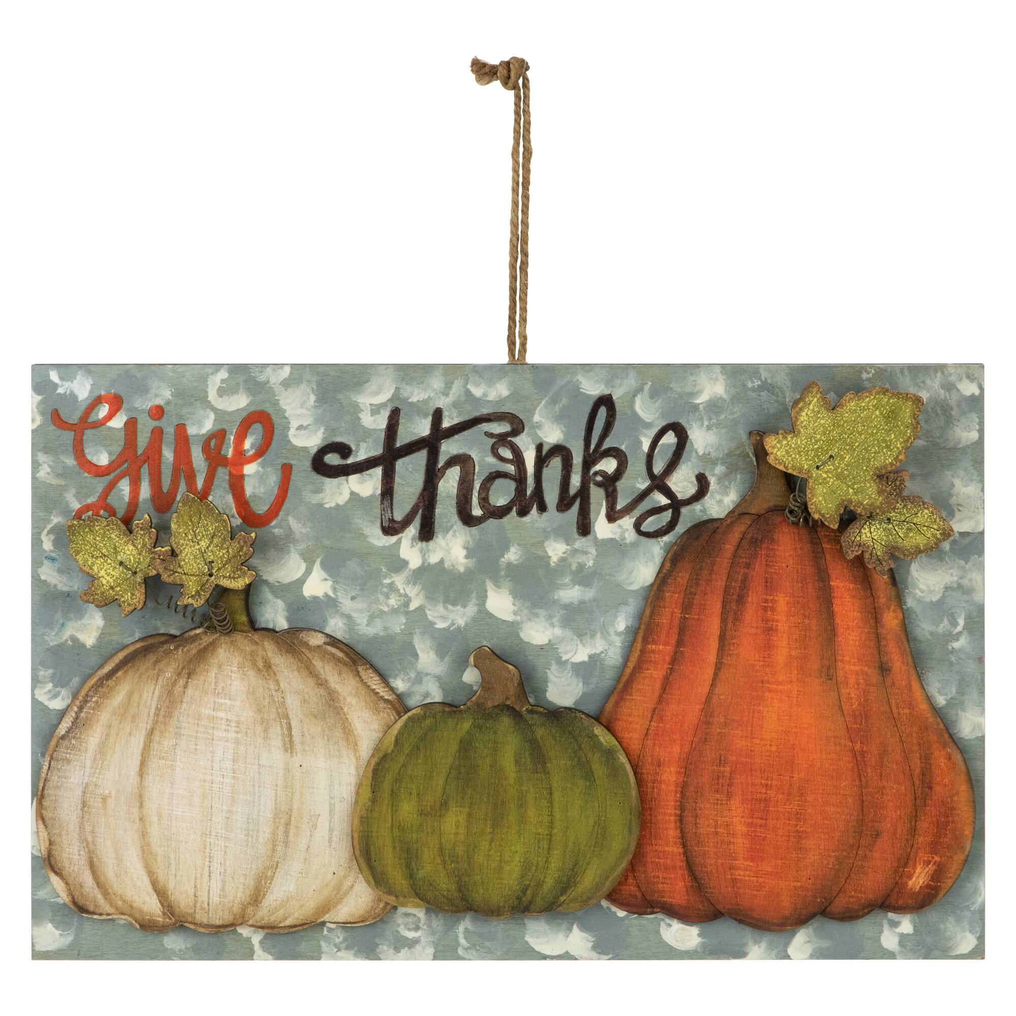 Northlight Layered Gourds "Give Thanks" 2 D Fall Harvest Hanging Wall ...