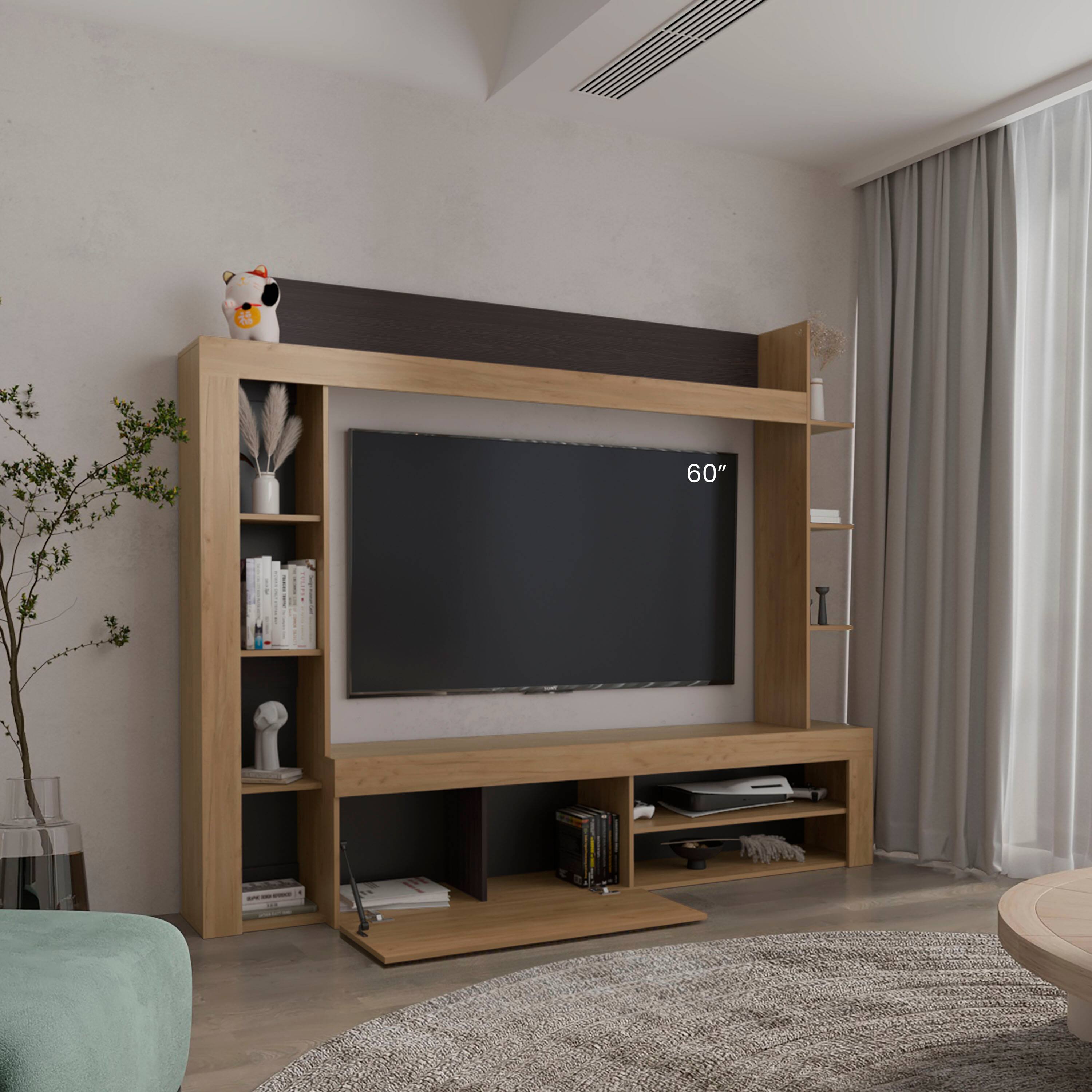 APRILSOUL Cecil Entertainment Center TV Stand Open Shelves 1 Door ...