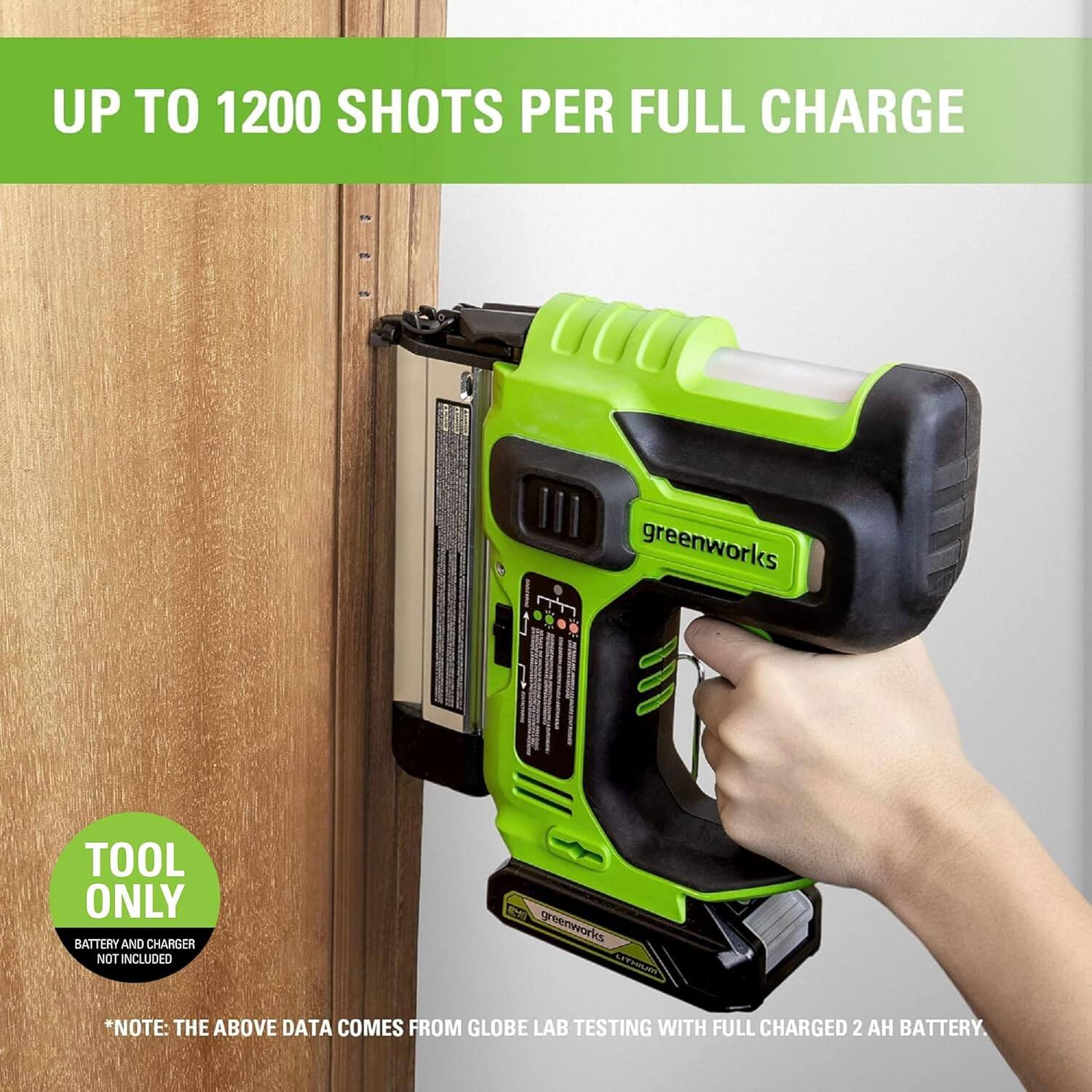Greenworks 24V 18GA Brushless Brad Nailer, Cordless Staple Gun, Tool ...