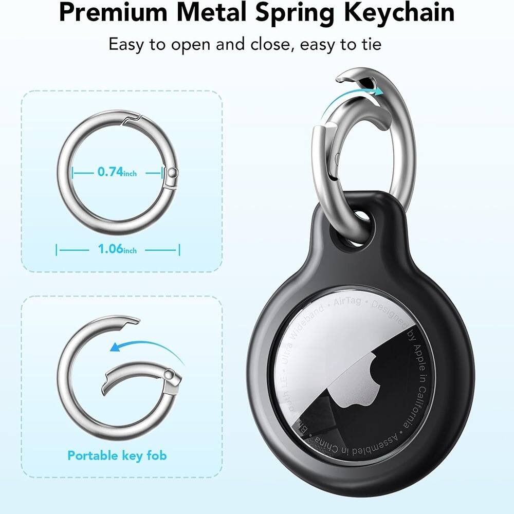 RTMB 4 Pack AirTag Holder, Waterproof, Shockproof, Dustproof, Metal Keychain Ring Color: Black ...