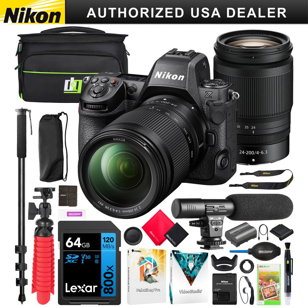 Nikon Z8 Full Frame FX Mirrorless 8K Camera Body + 24 200mm F4 6.3 VR ...