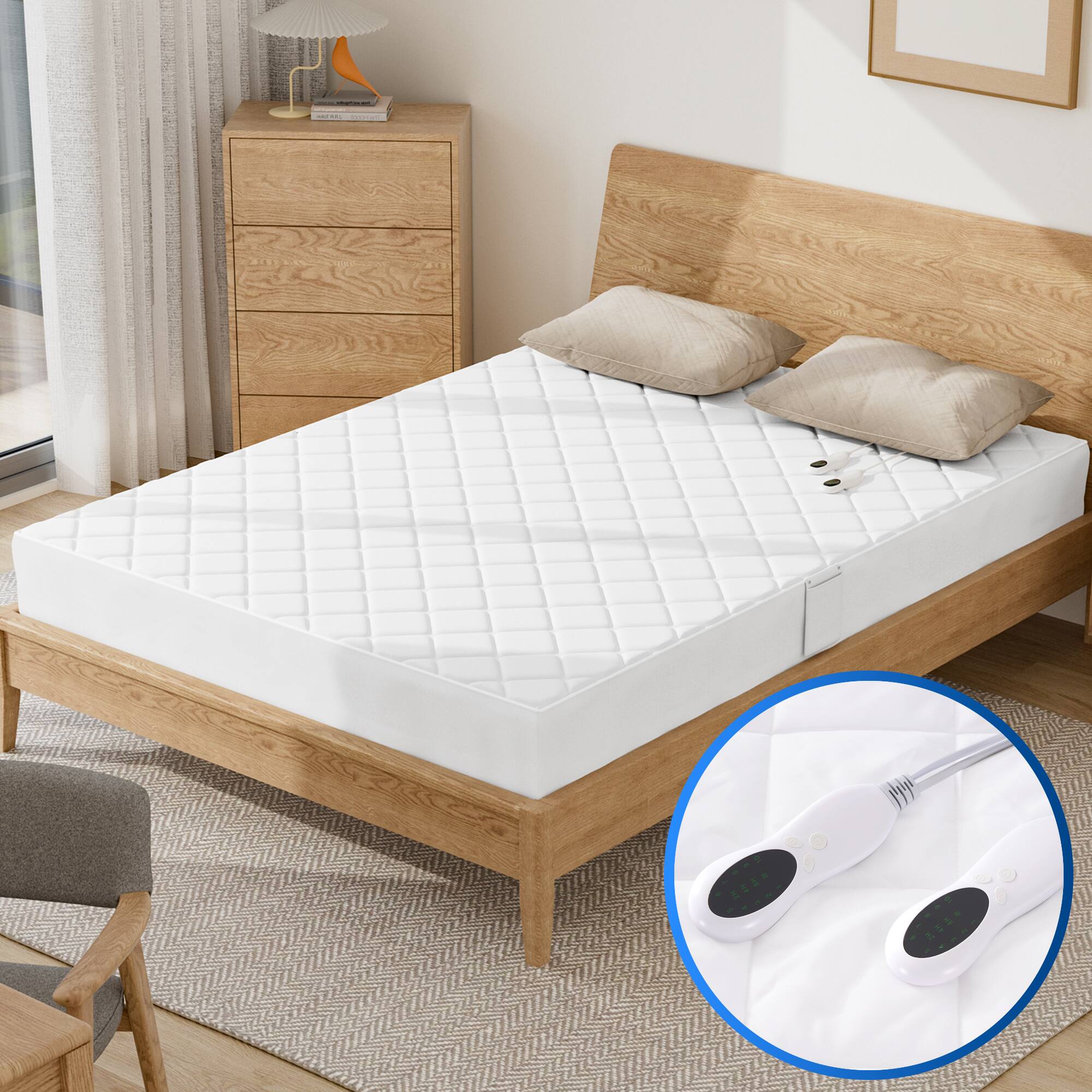 Glintex 80"x60" Electric Heating Mattress Cover ，10 Adjustable Heat ...