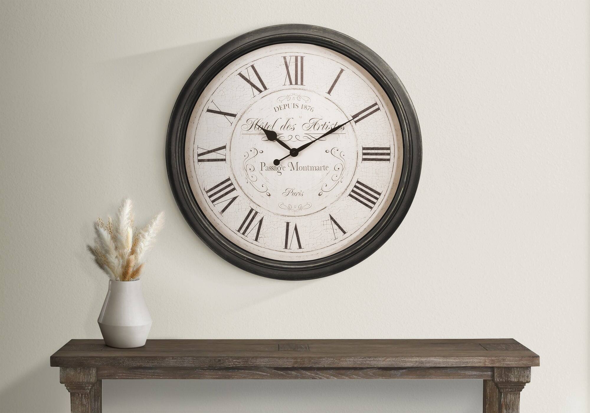BreeBe Clocks, 30' Round, Large Oversized, Wall Clock, Transitional Brown B2710P287069 - Best Buy