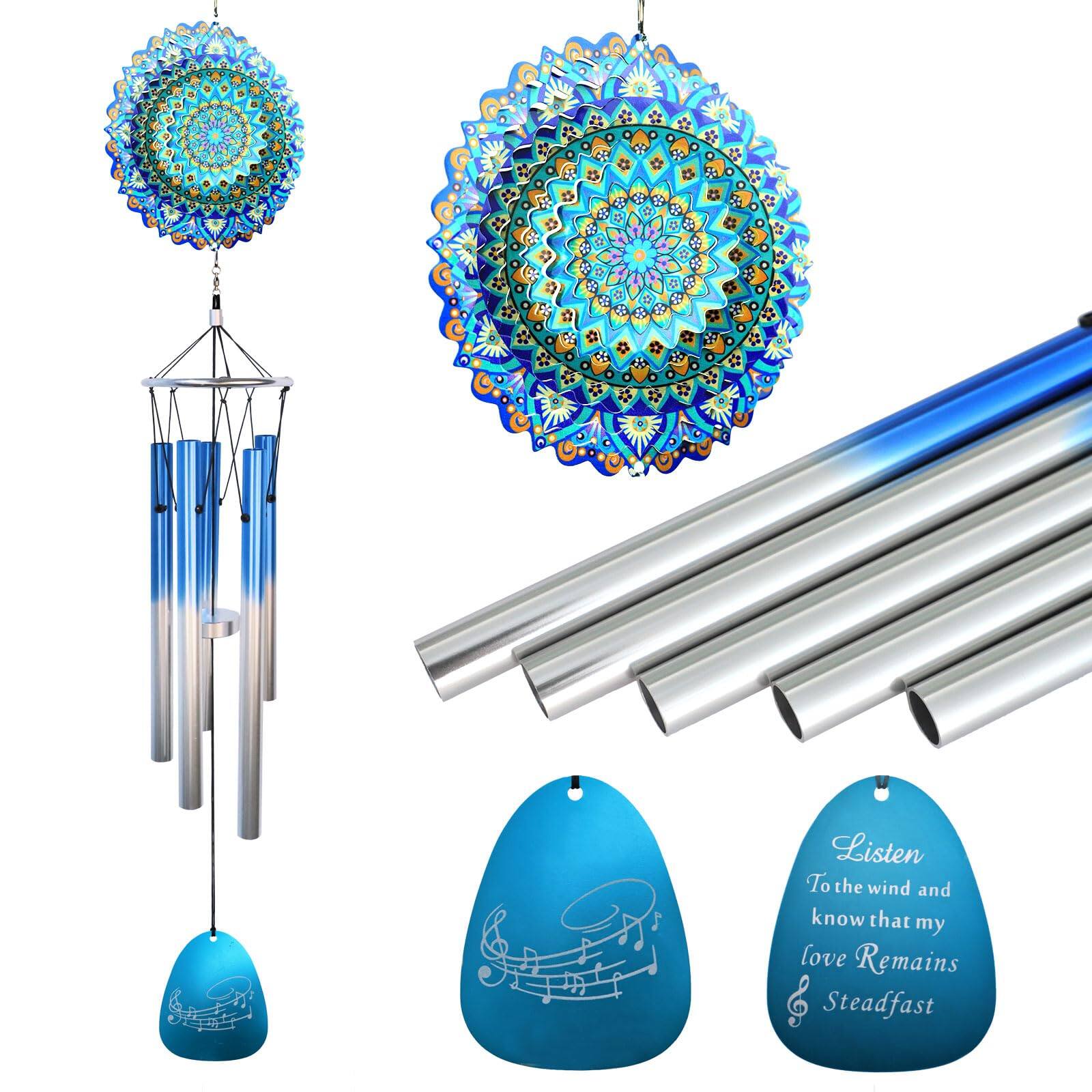Fabibe Wind Chimes For Outside With Spinner Mandala Lucky Star 33 ...