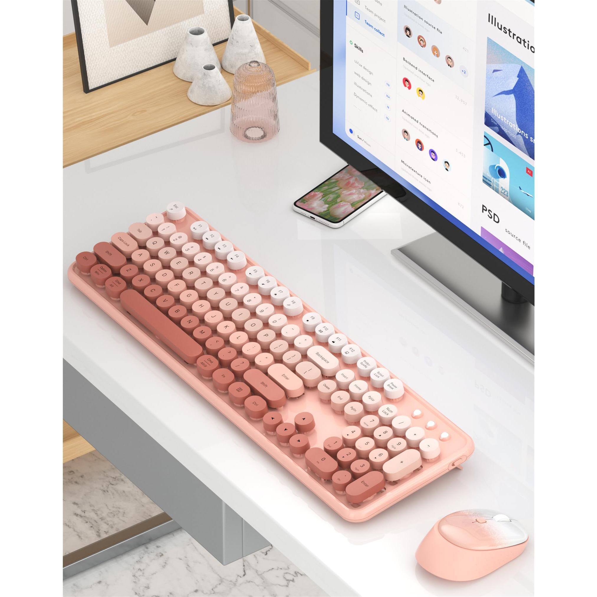 Live At Space Wireless Mouse Combo hz Cute Colorful And 104 Keys Full ...