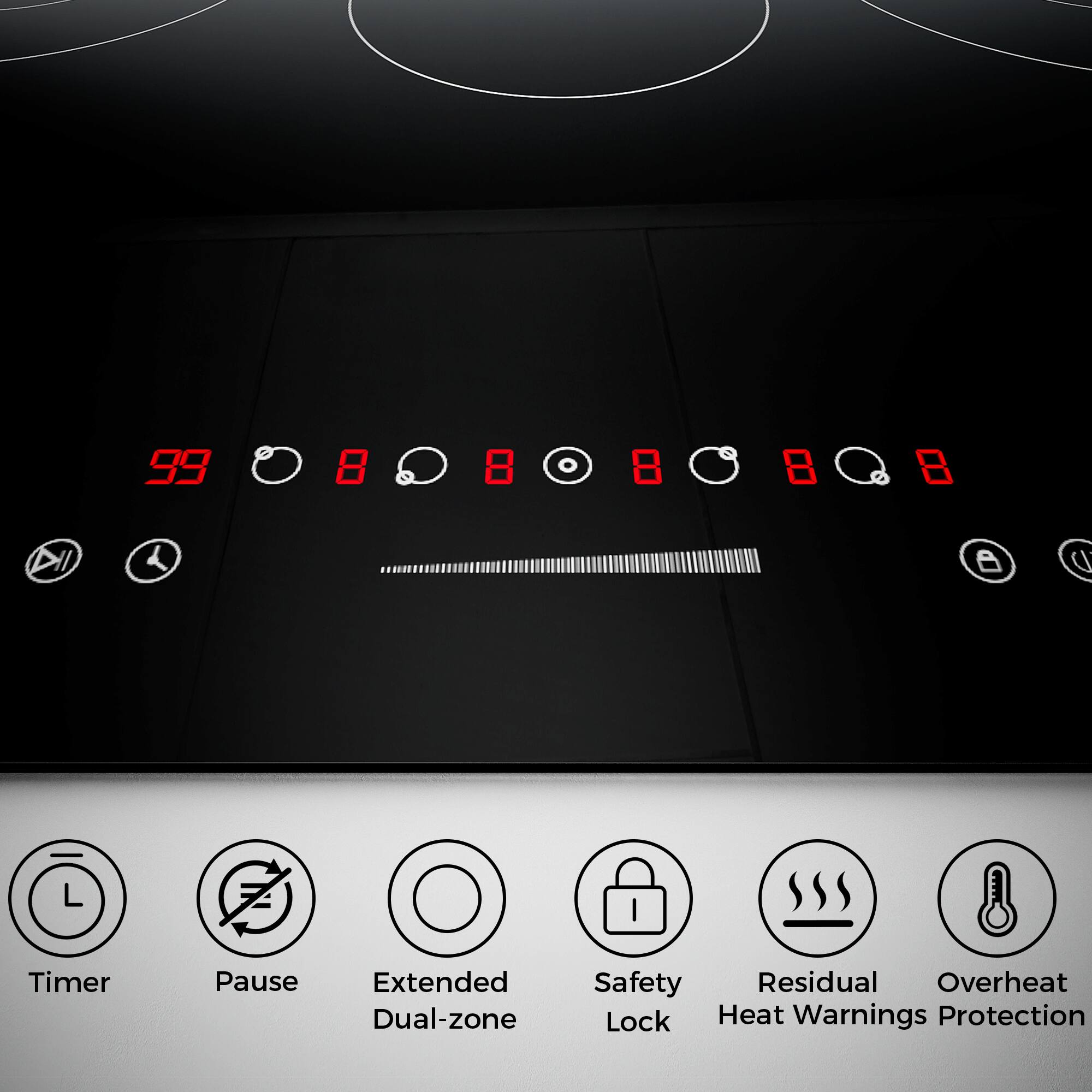 Empava 30 in. ETL Certified 5 EGO Heating Elements Electric Radiant ...