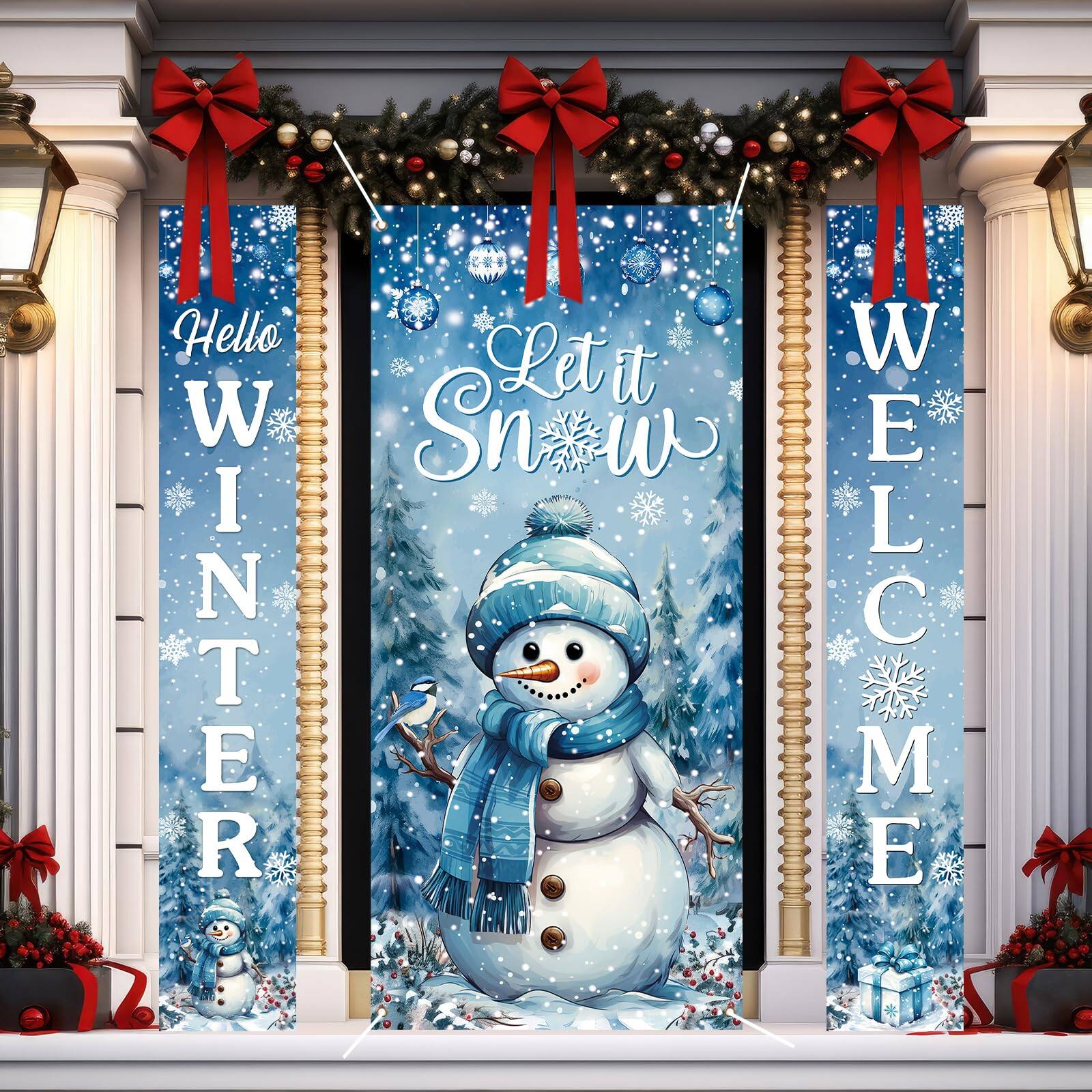 Paradigms Interiors 3 Christmas Door Cover Let It Snow Winter Welcome ...