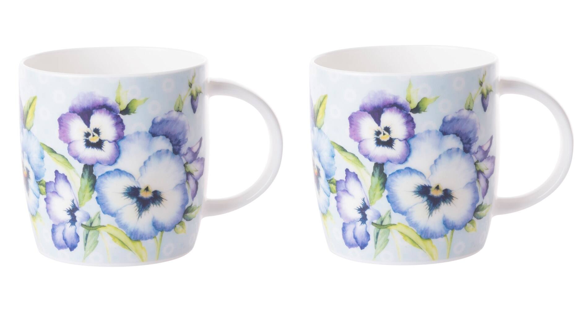 Jiallo Roy Kirkham Sophie Mugs Pansy Garden Set of 6, Bone China ...