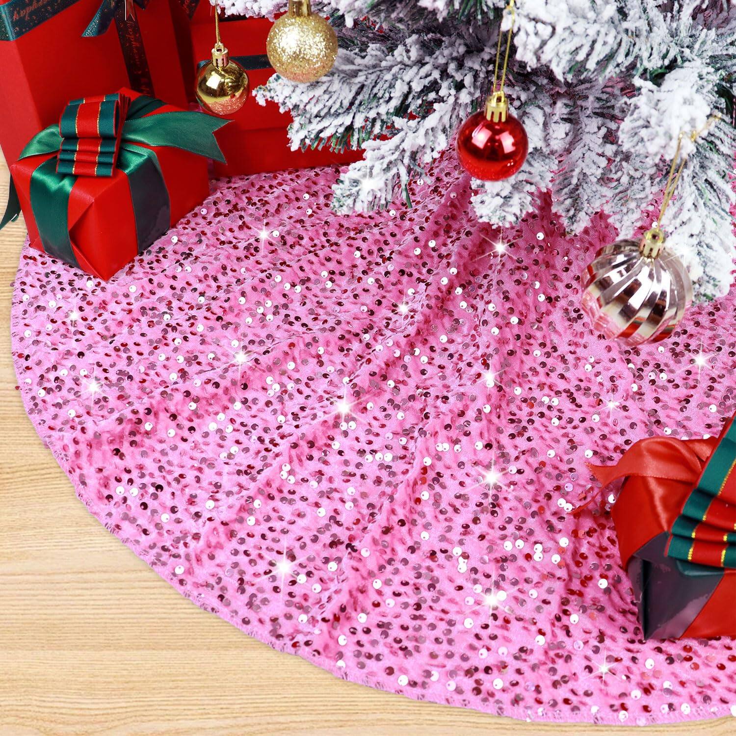 Paradigms Interiors Small Christmas Tree Skirt Sequin Mini For Round ...