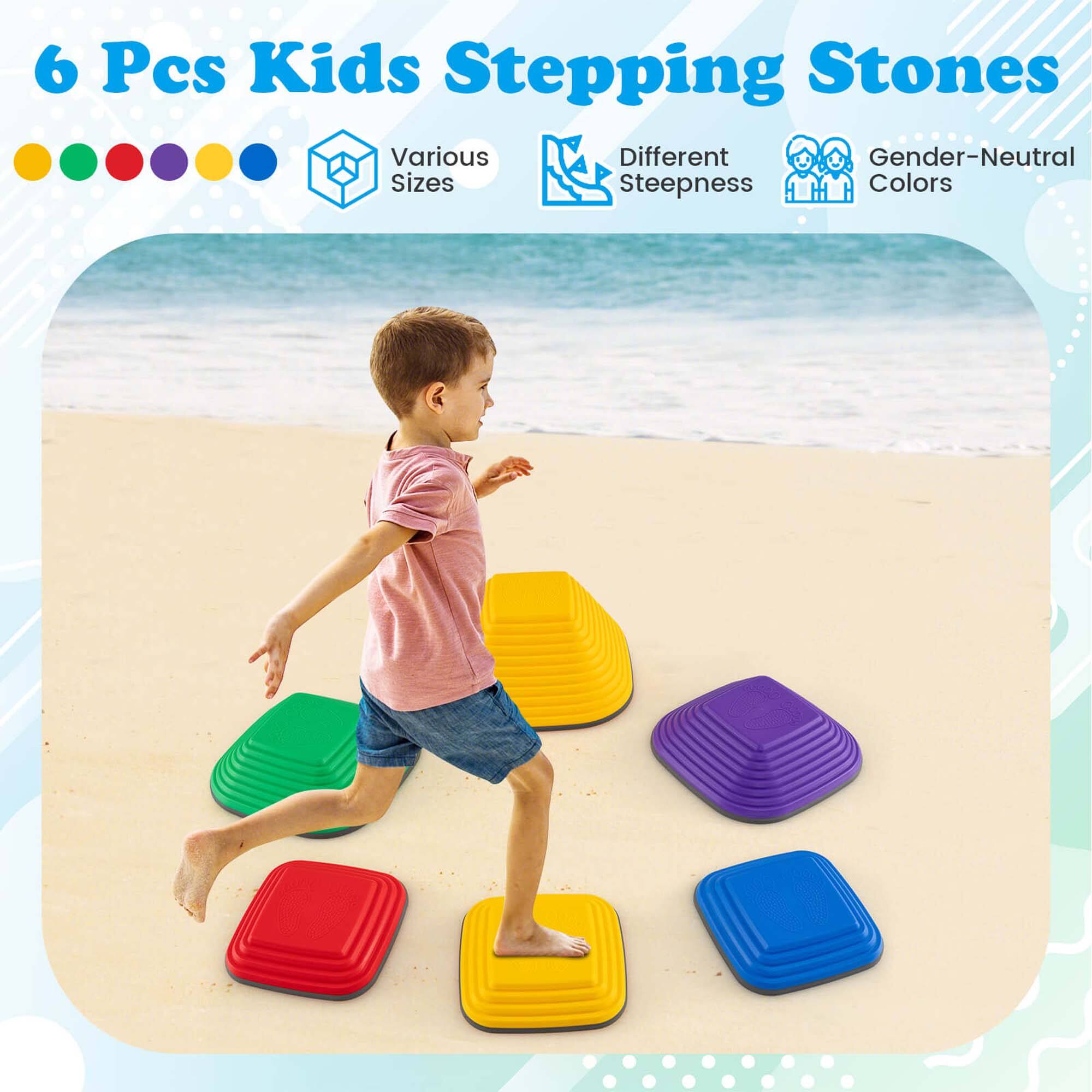 Costway 6 Pcs Kids Stepping Stone Square Balance Blocks for Indoor ...