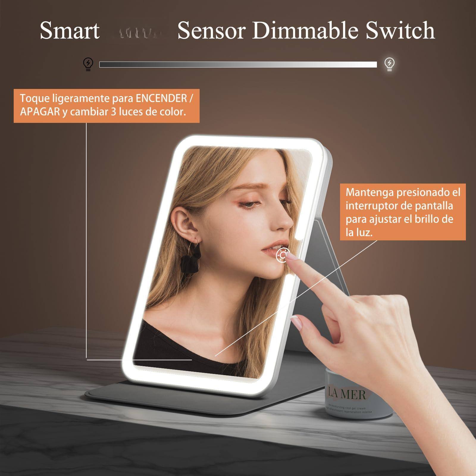 Pacoar Cade Rechargeable Travel Lighted Makeup Vanity Mirror With Pu ...