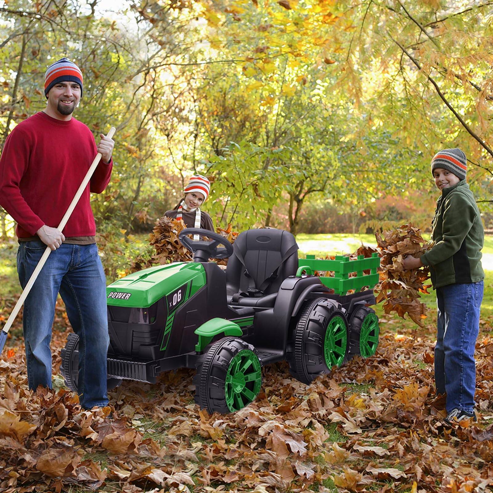 Jojoka 12V Kids Electric Tractor, Parent Remote Control, Safety Belt ...