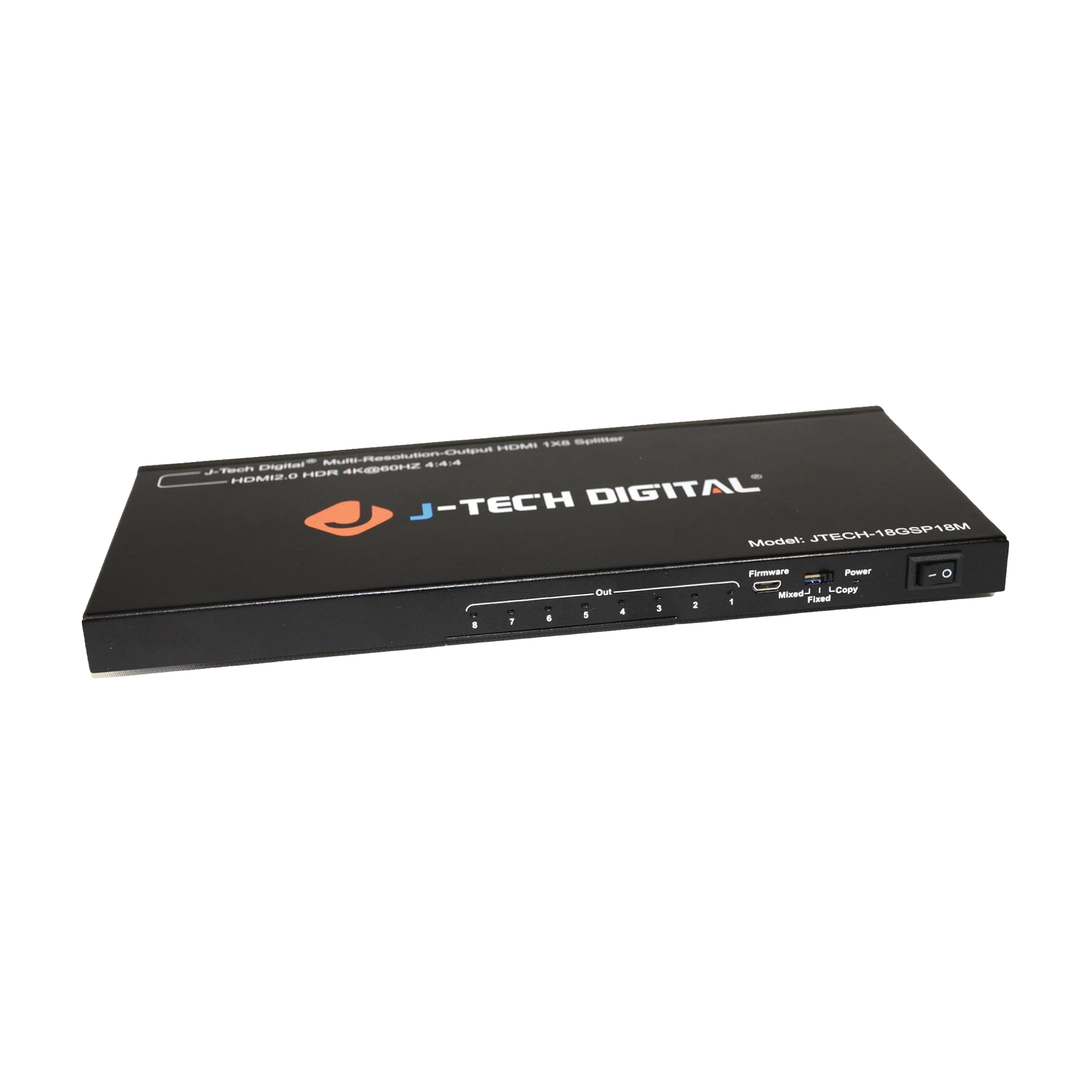 J Tech Digital 4K 60Hz 1x8 HDMI Splitter with MRO Black JTECH-18GSP18M ...